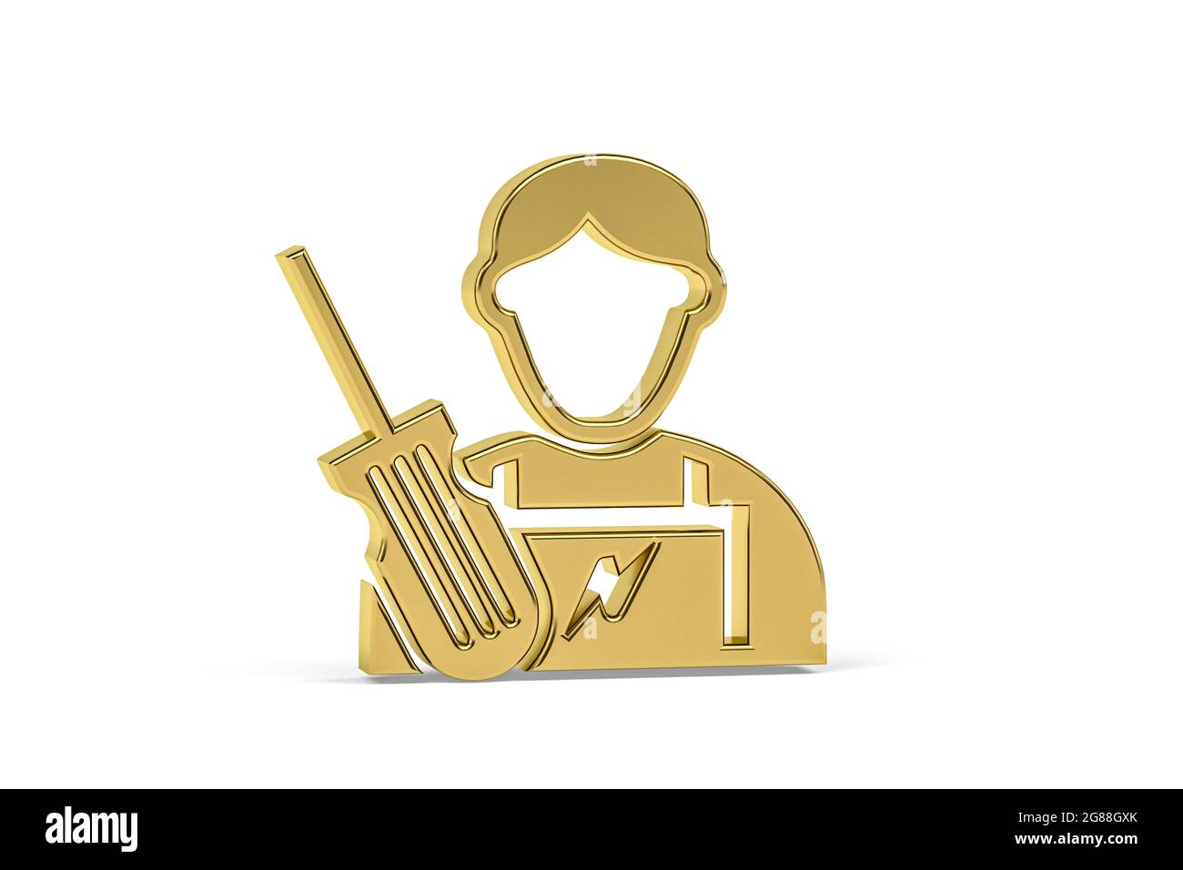 Golden 3d electrician icon isolated on white background - 3d render ...
