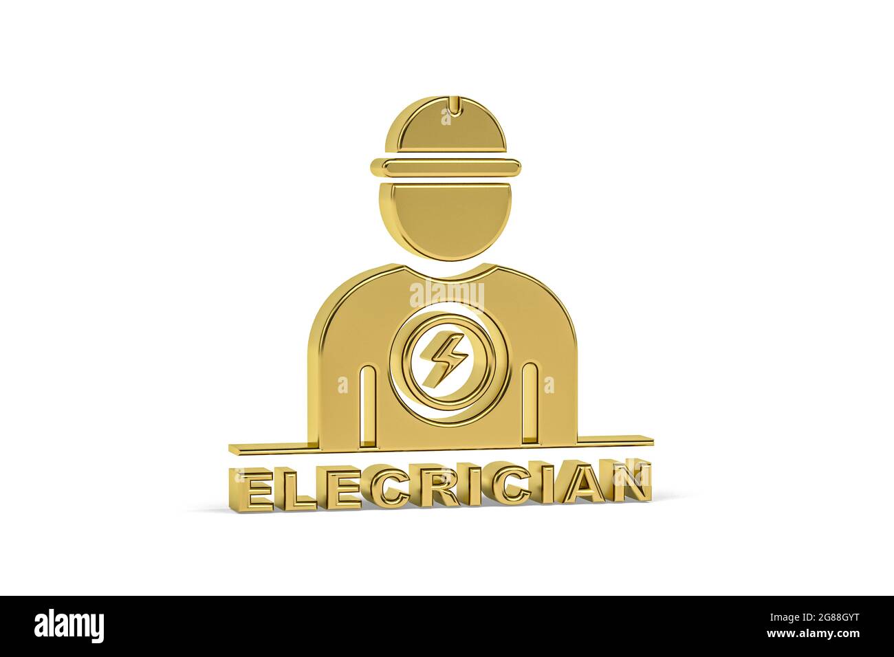 Golden 3d electrician icon isolated on white background - 3d render ...