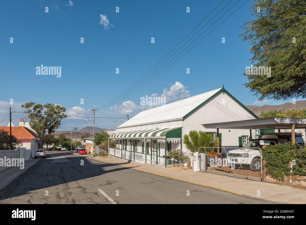PRINCE ALBERT, SOUTH AFRICA - APRIL 20, 2021: A street scene, with an ...