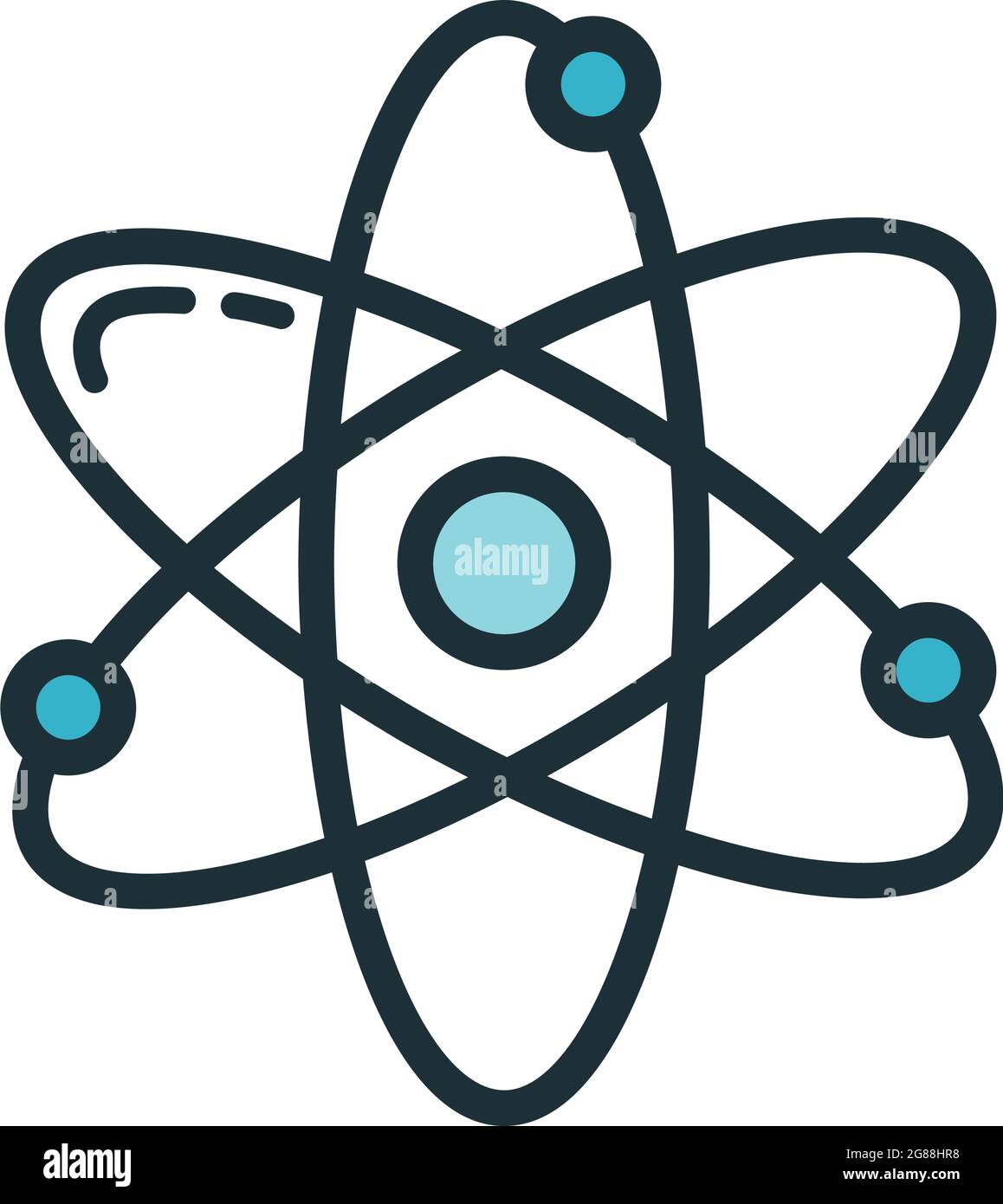 Atom structure icon, educational institution process, back to school ...