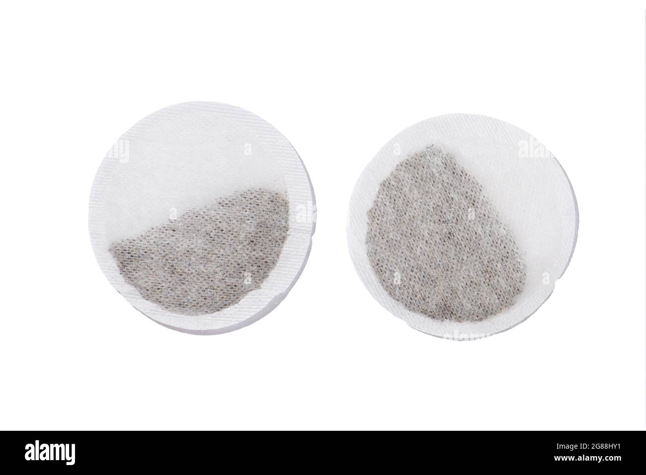 Group of round tea bags isolated on white background. Top view Stock ...