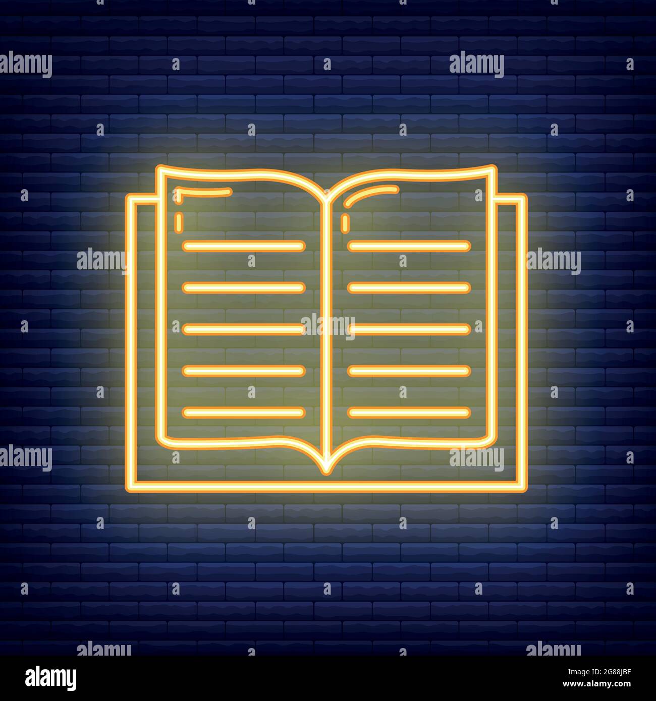 Textbook schoolbook icon glow neon style, educational institution ...