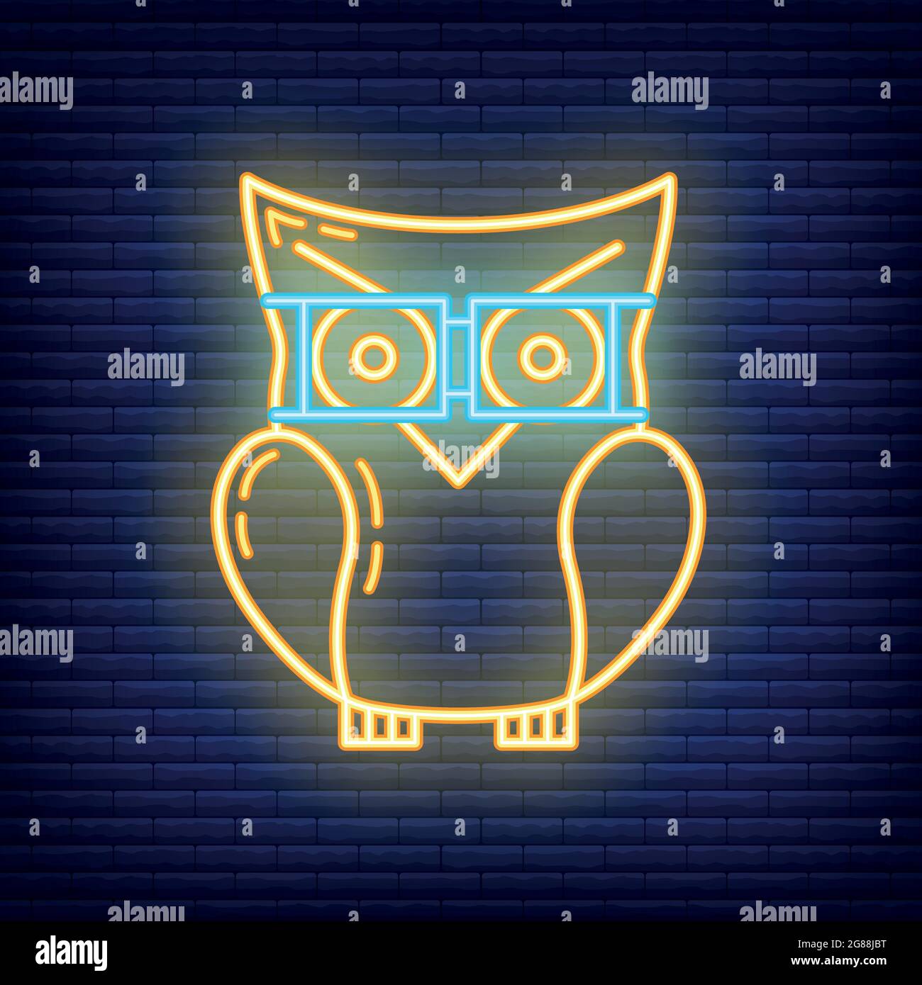 Smart knowledge owl icon glow neon style, educational institution ...