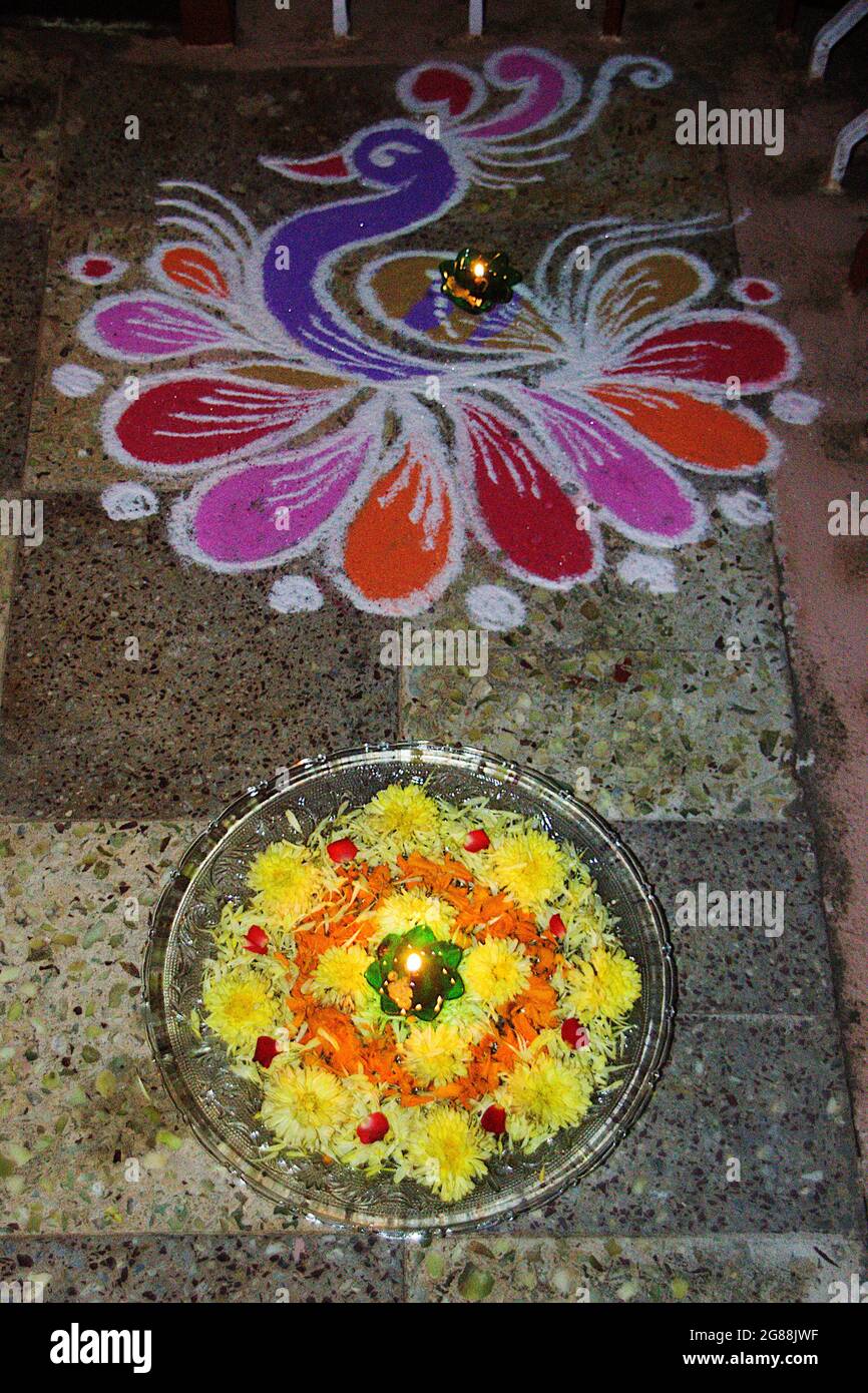 Peacock rangoli hi-res stock photography and images - Alamy