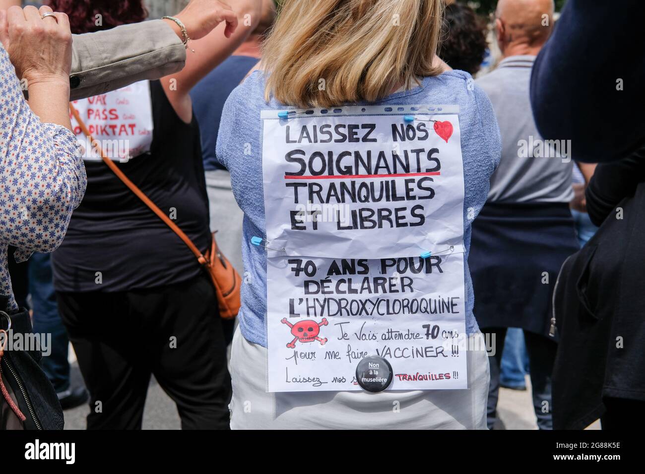 Lyon (France), July 17, 2021. Anti-sanitary pass demonstration with 900 ...