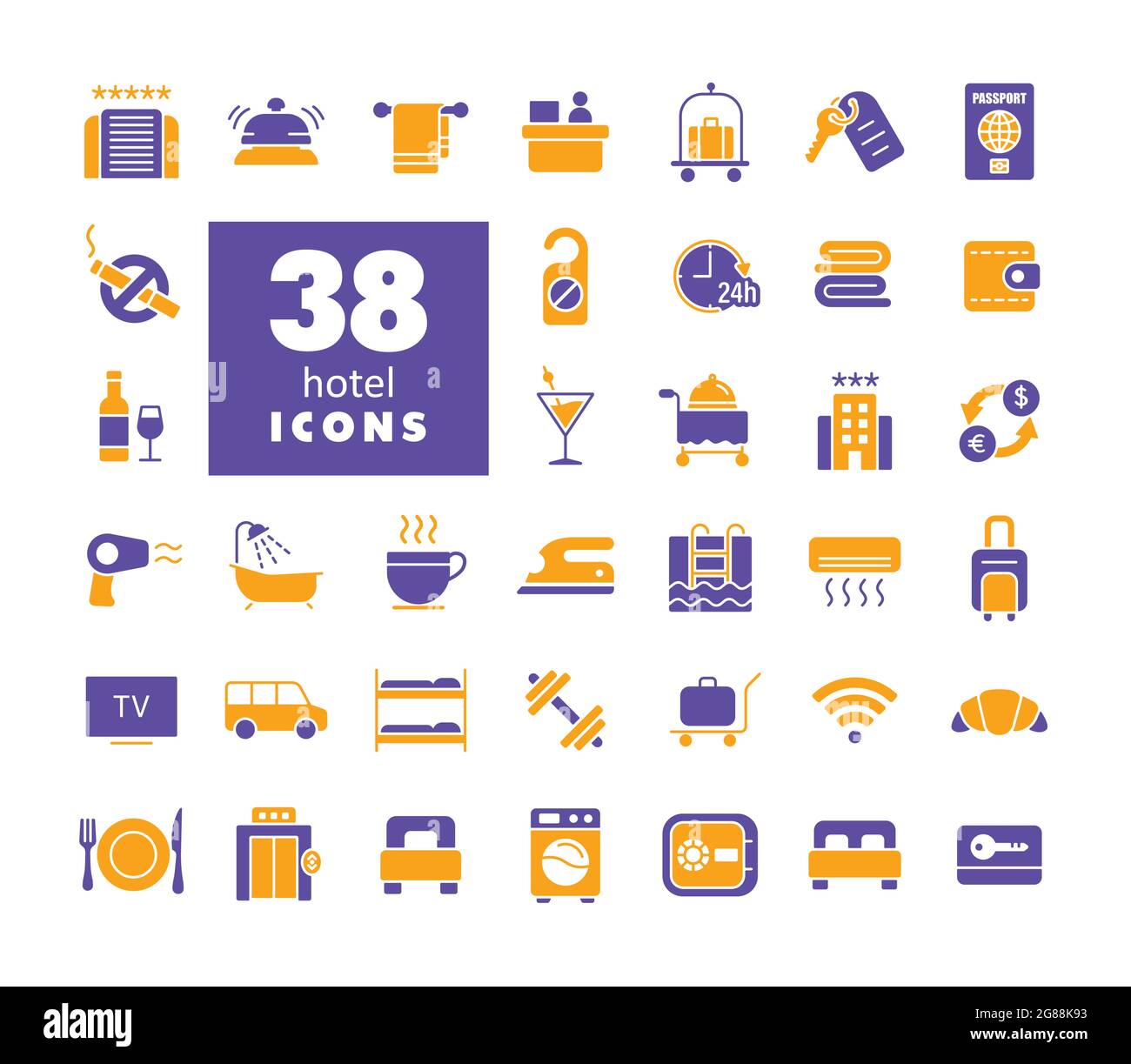 Hotel vector flat glyph icon set. Graph symbol for travel and tourism ...