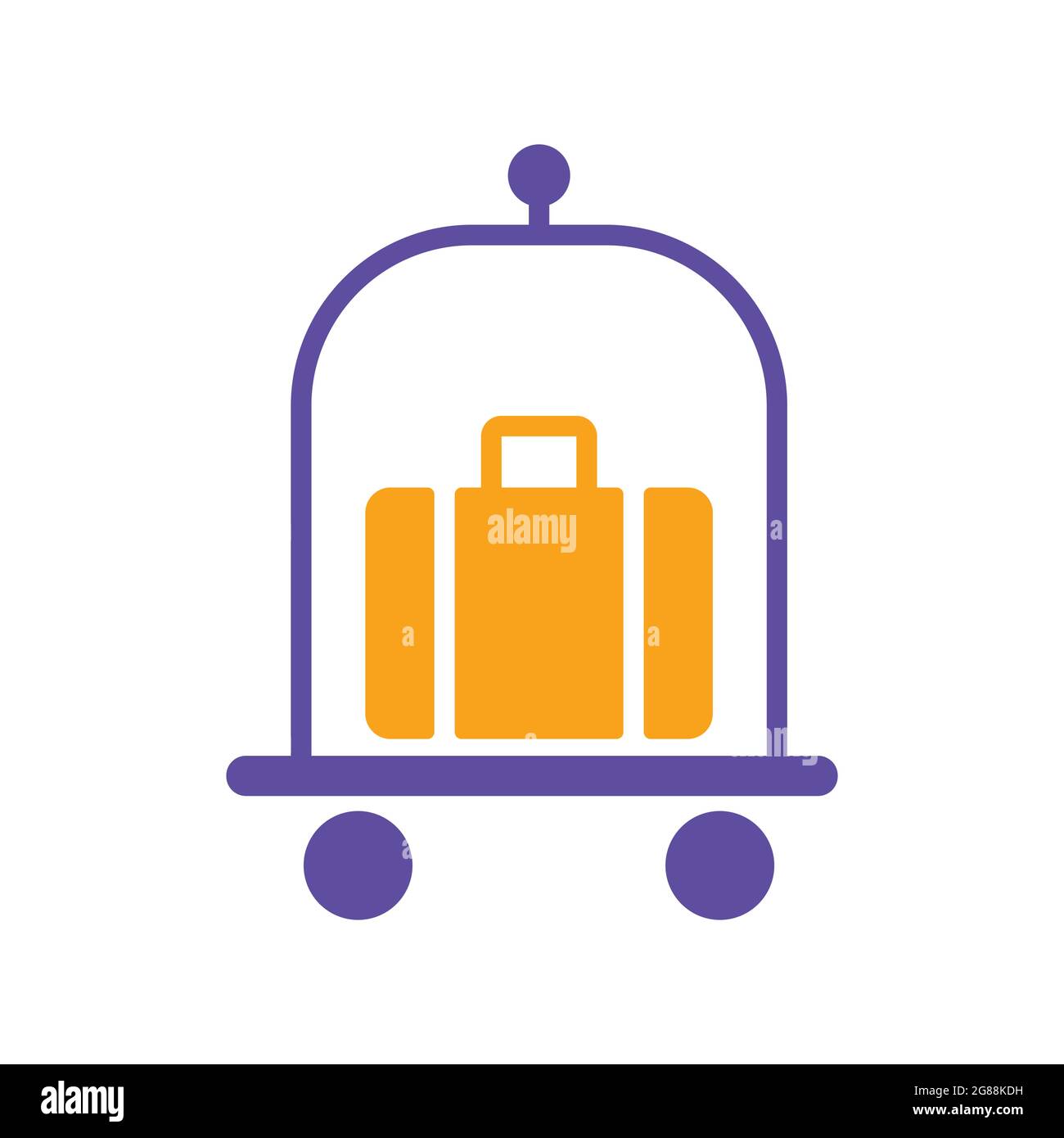 Baggage, luggage, suitcases on trolley flat vector glyph icon. Hotel ...