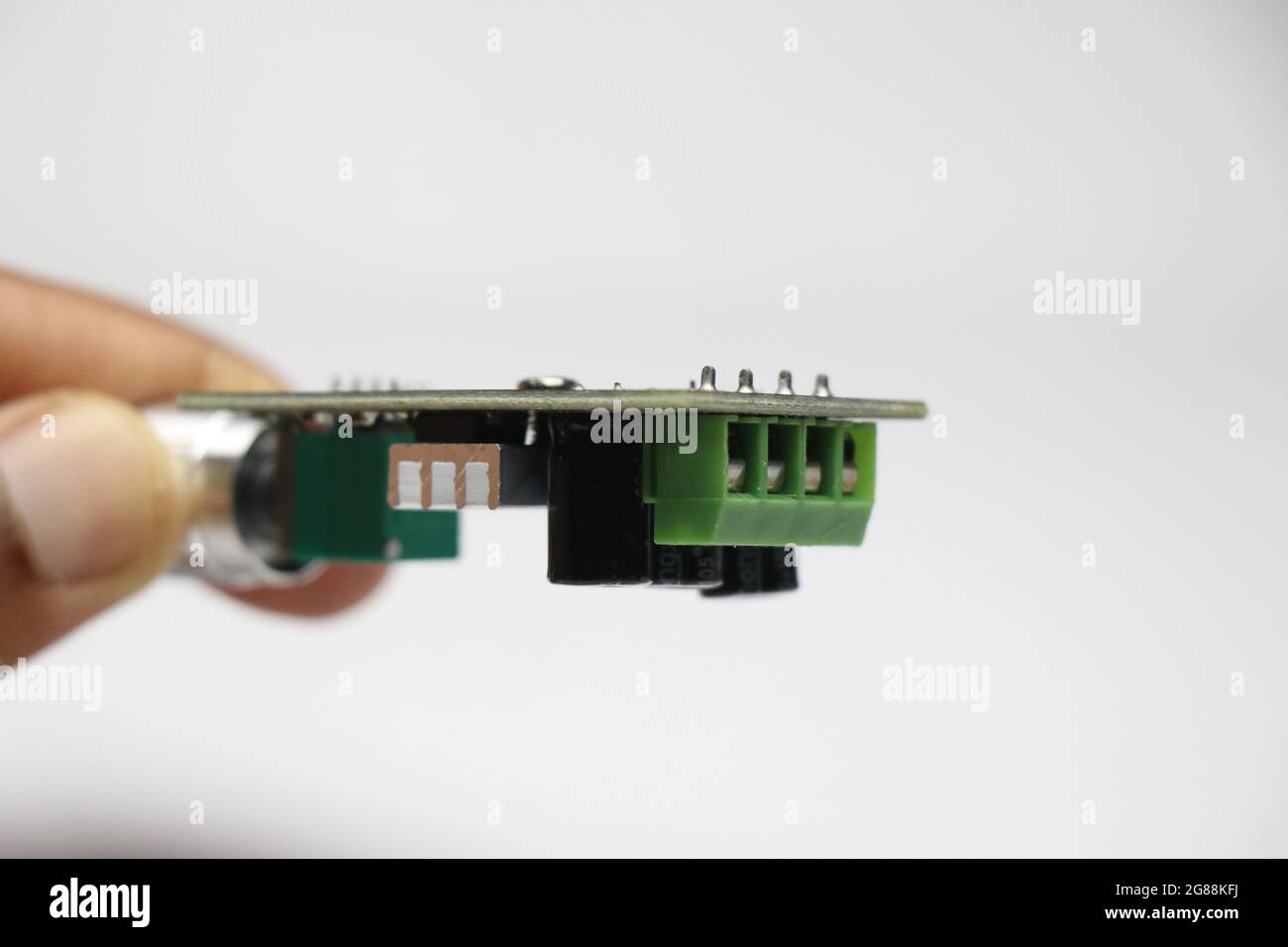speed of motor controlled by potentiometer equip board held in hand ...