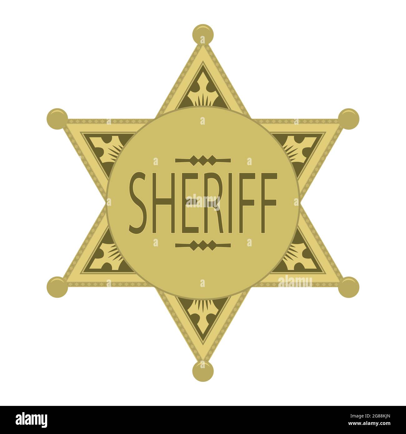 Yellow Sheriff Star Icon Isolated on White Background Stock Vector ...