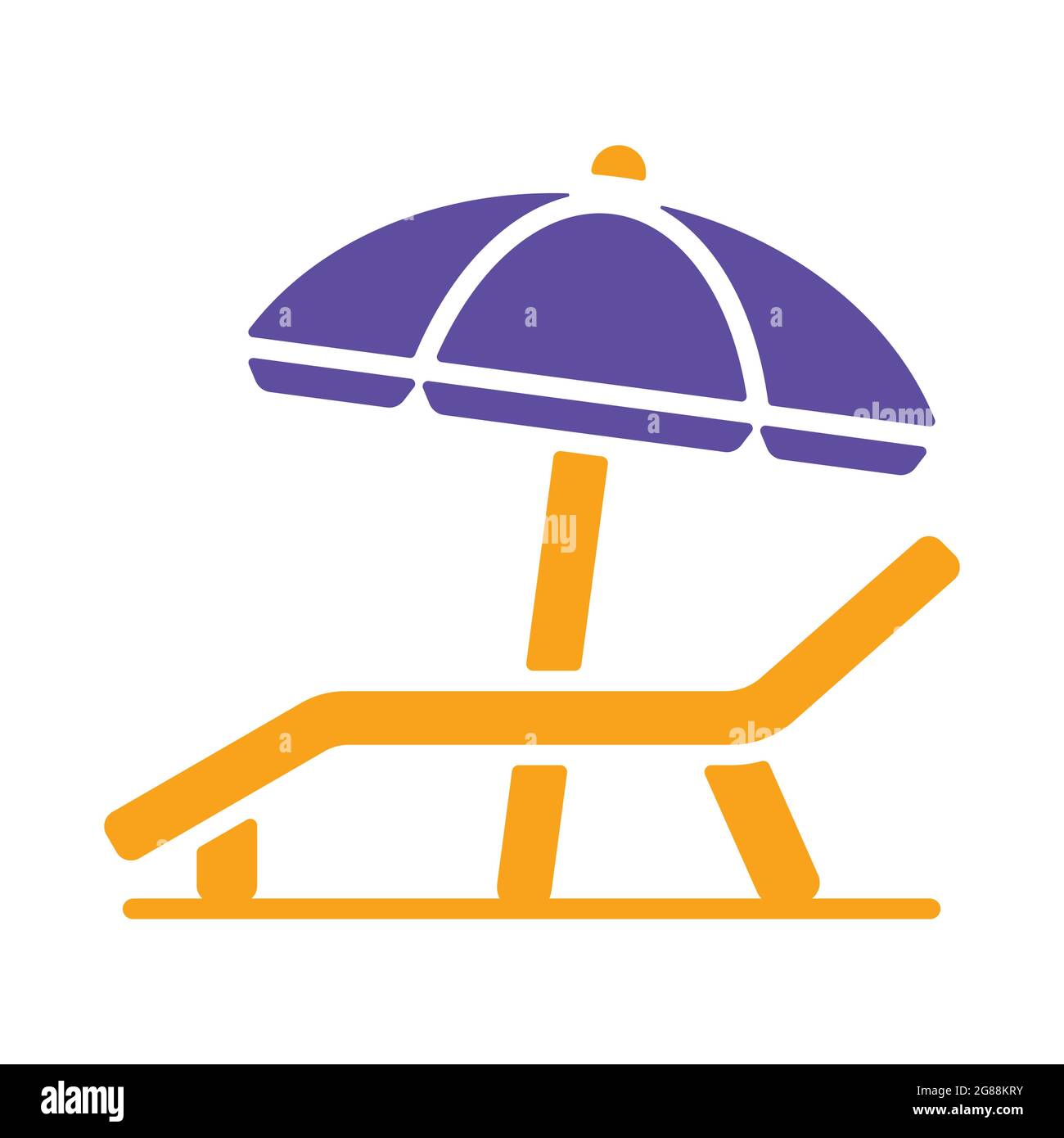 Lounger Beach Sunbed Chair flat vector glyph icon. Summer sign. Graph ...