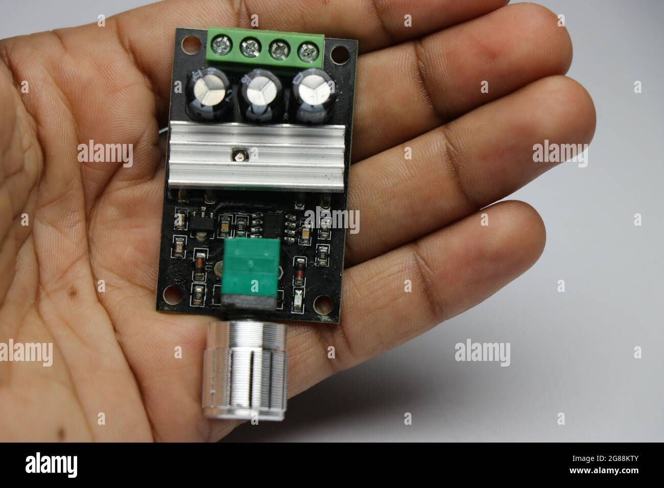 Top view of DC motor speed regulator board which use pulse width ...