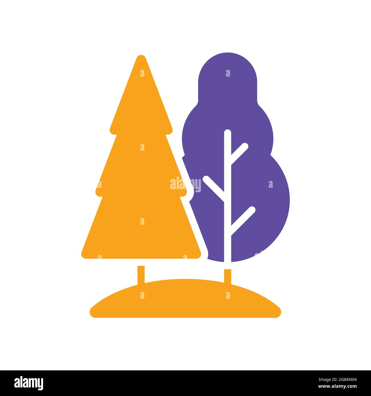 Deciduous and conifer forest vector glyph icon. Nature sign. Graph ...