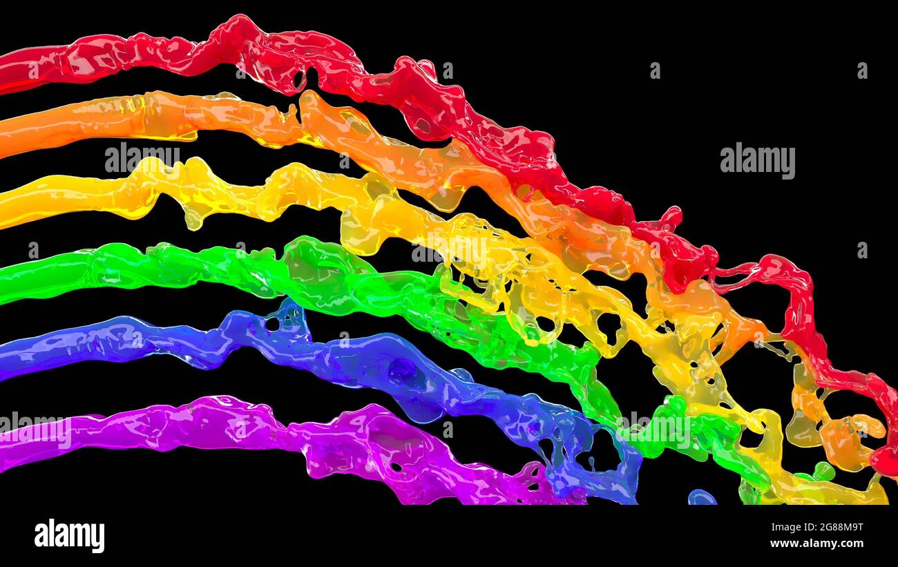 Color lgbtq liquid rainbow wave flow on black 3d render Stock Photo - Alamy