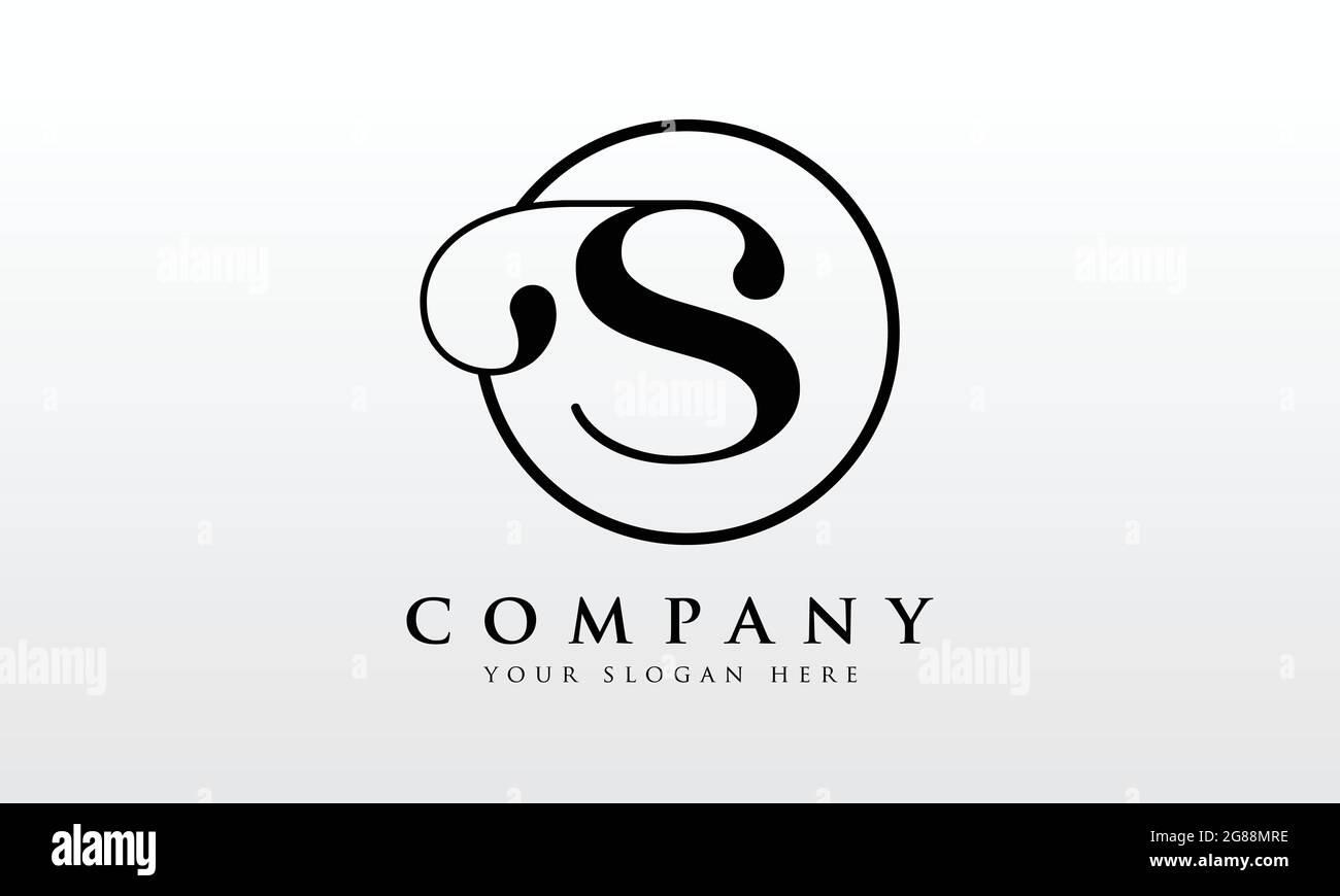 Initial S letter Black Color with White Background Logo Design vector ...