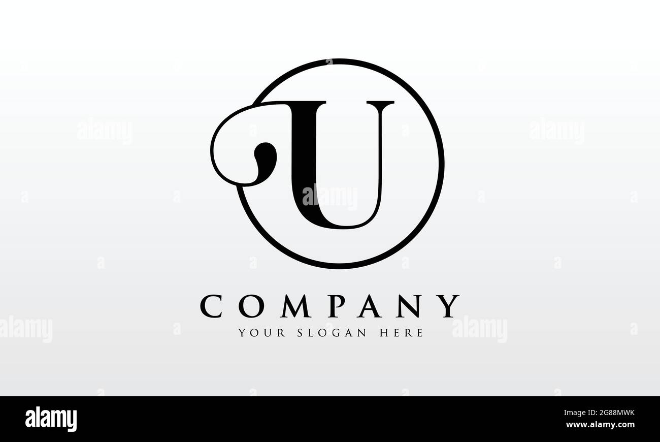 Initial U letter Black Color with White Background Logo Design vector ...