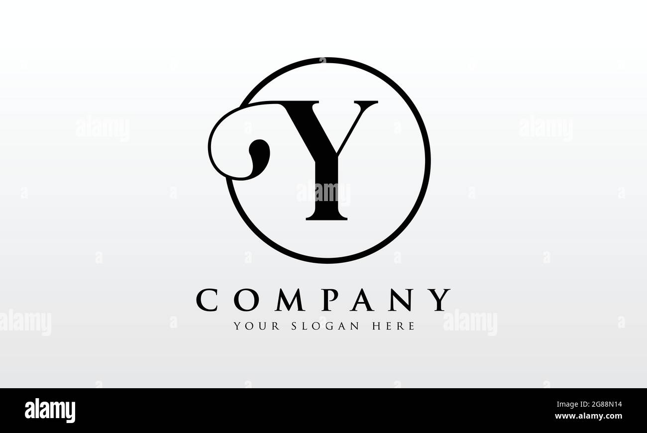 Initial Y letter Black Color with White Background Logo Design vector ...