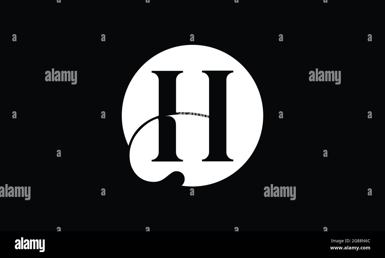 Initial H letter Black Color with White Background Logo Design vector ...