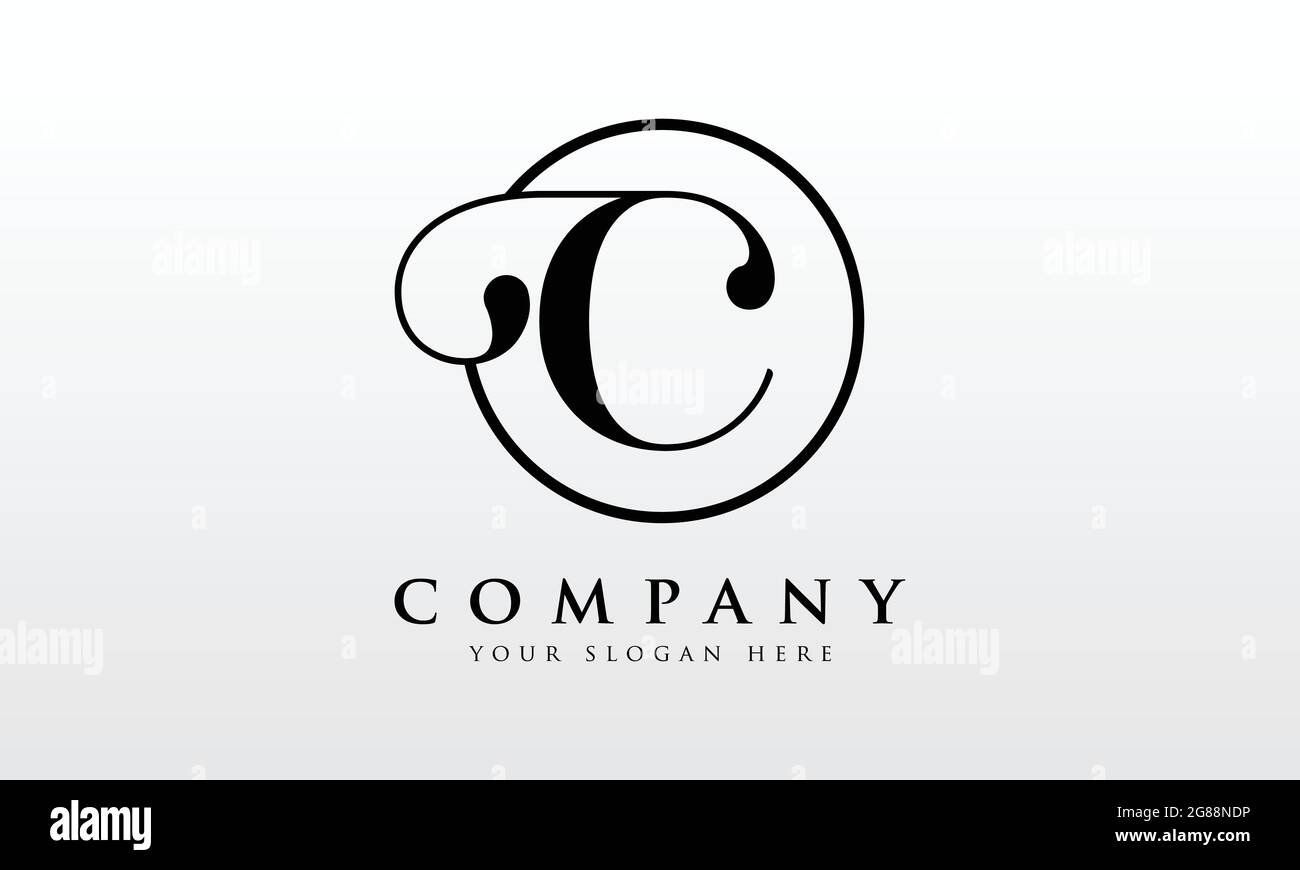 Initial C letter Black Color with White Background Logo Design vector ...