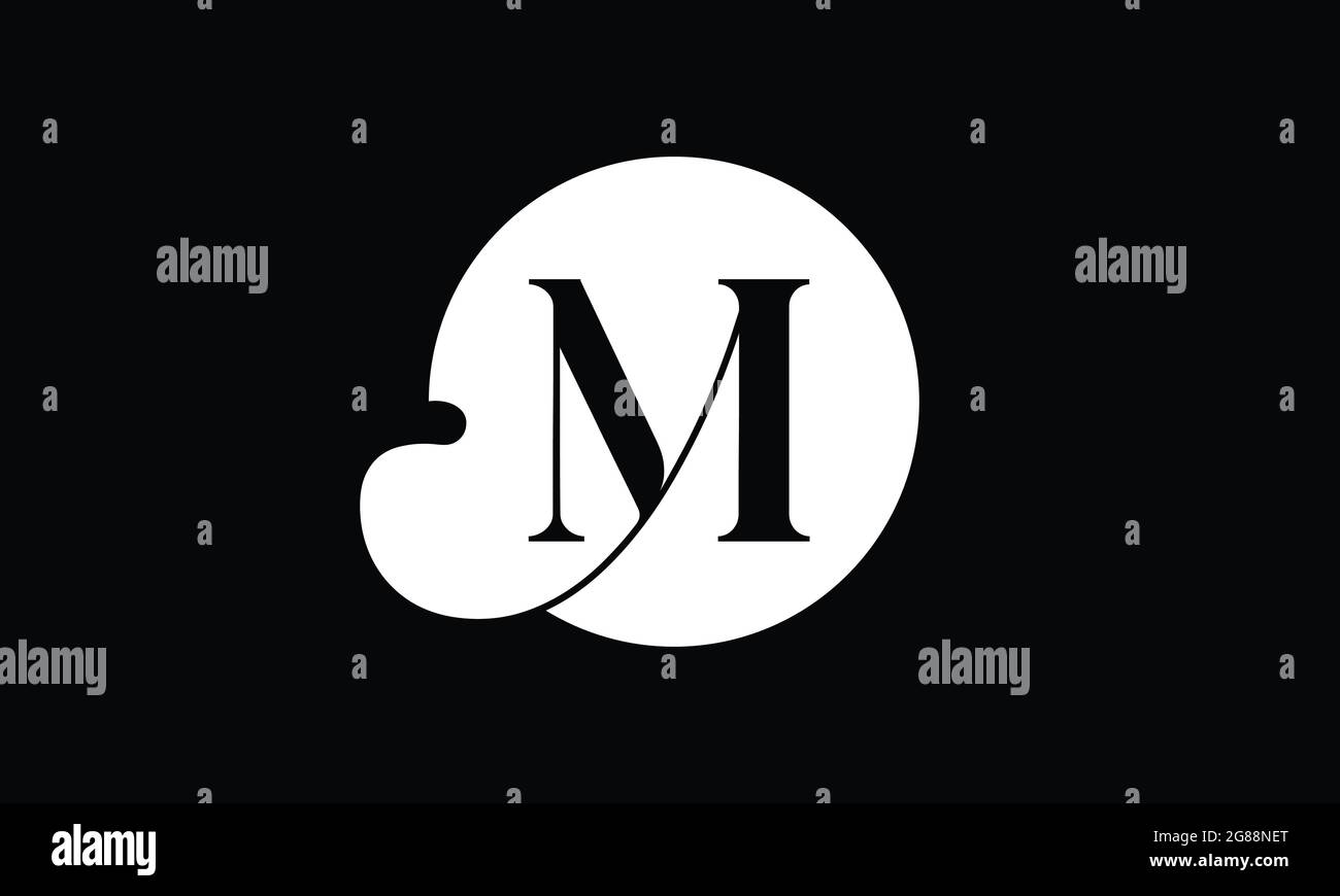 Initial M letter Black Color with White Background Logo Design vector ...