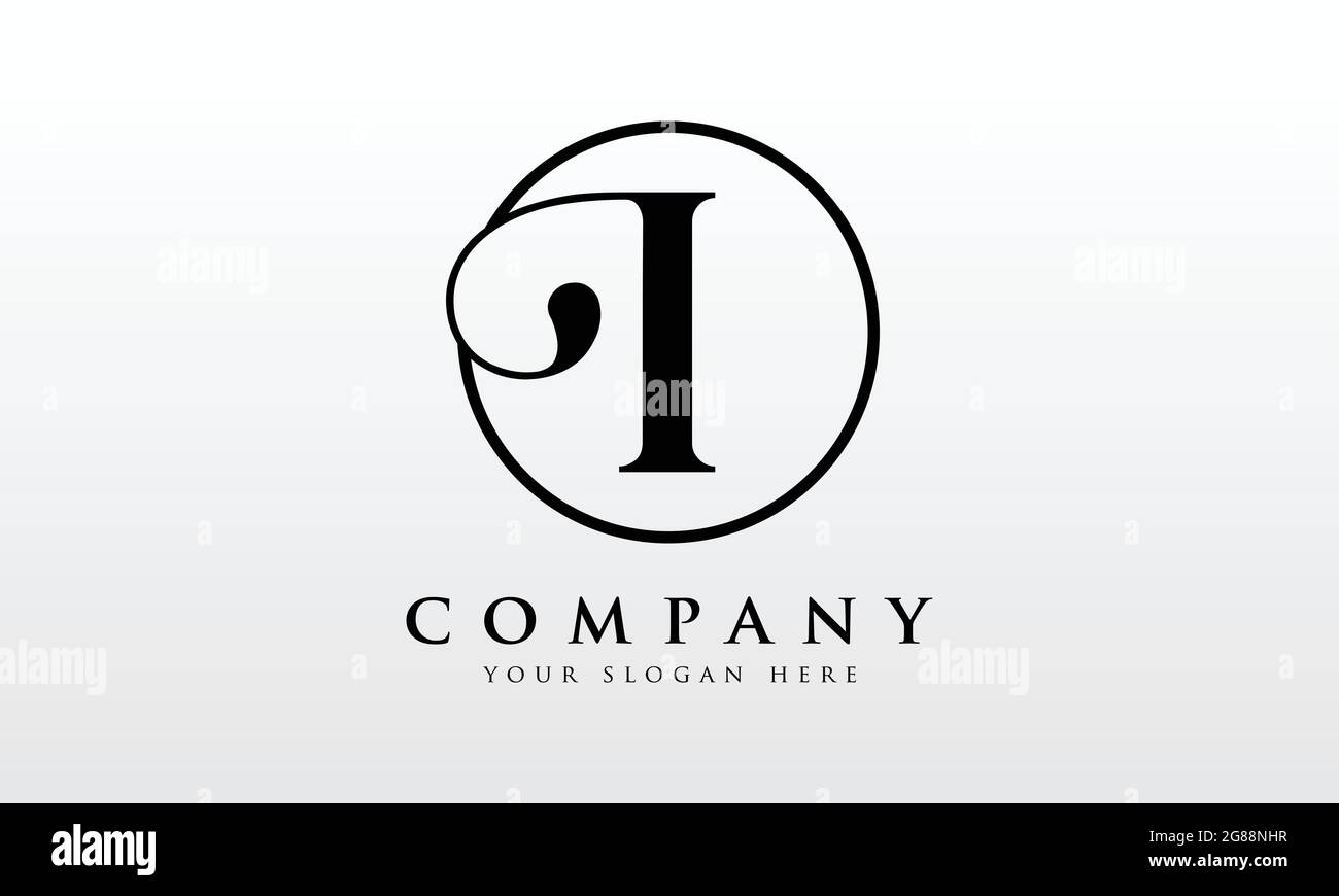 Initial I letter Black Color with White Background Logo Design vector ...