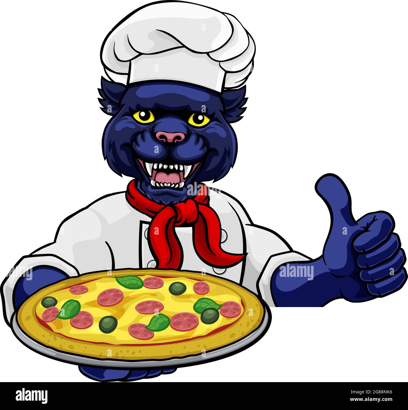 Panther Pizza Chef Cartoon Restaurant Mascot Sign Stock Vector Image ...