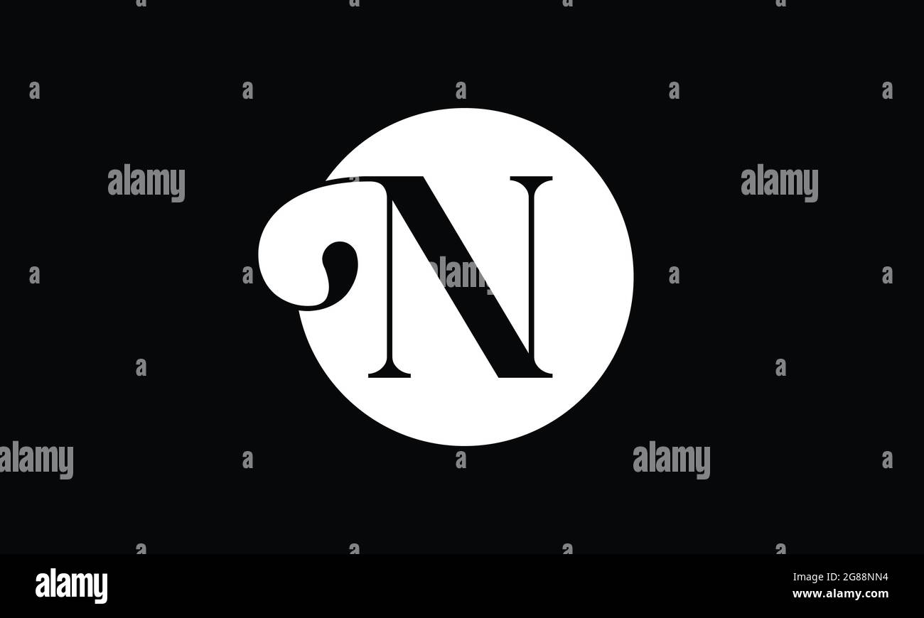 Initial N letter Black Color with White Background Logo Design vector ...