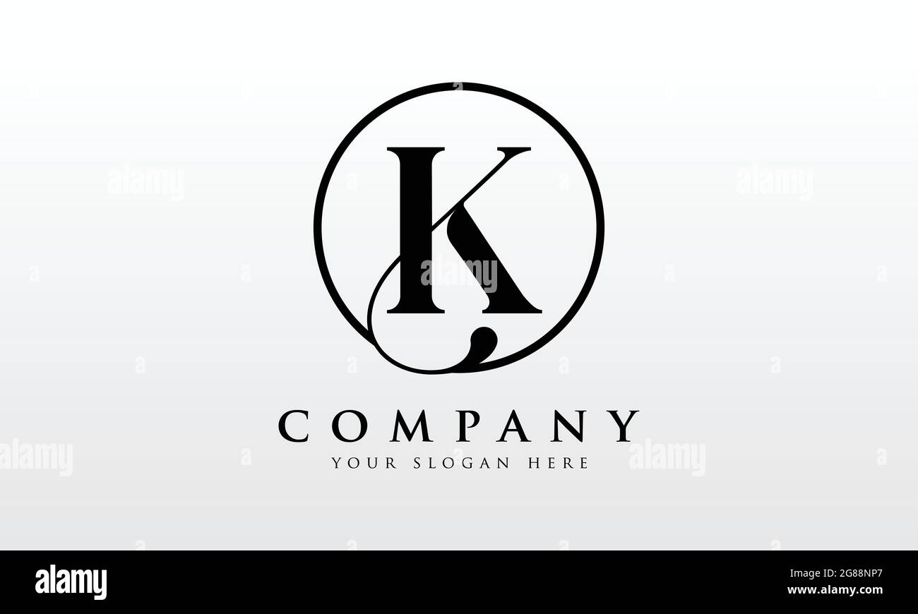 Initial K letter Black Color with White Background Logo Design vector ...