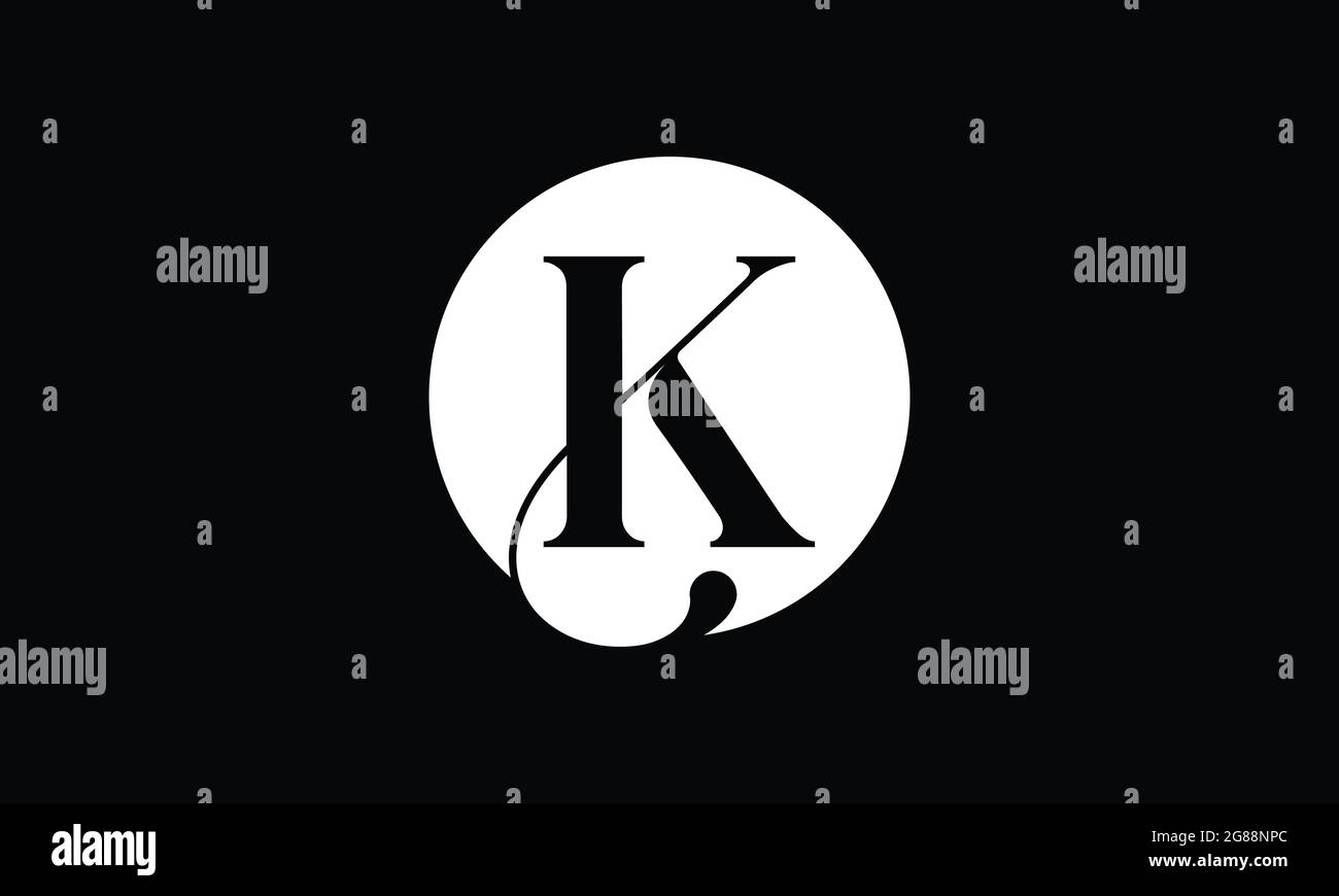 Initial K letter Black Color with White Background Logo Design vector ...