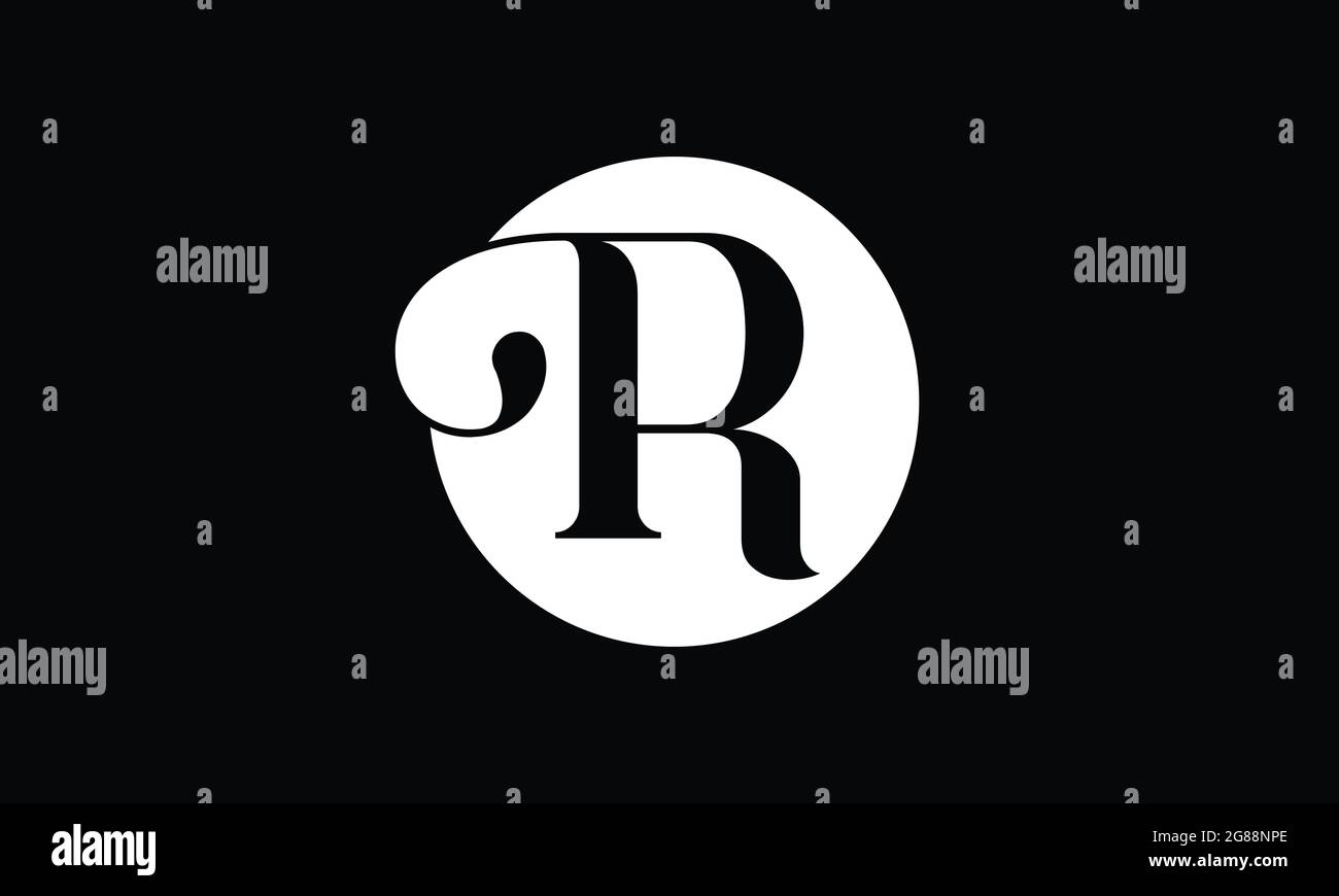 Initial R letter Black Color with White Background Logo Design vector ...