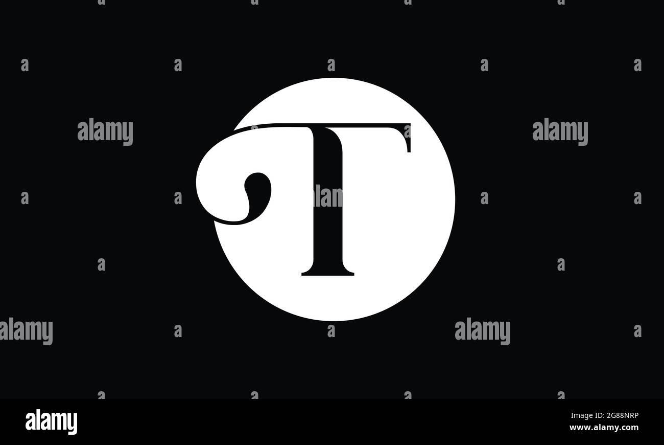 Initial T letter Black Color with White Background Logo Design vector ...