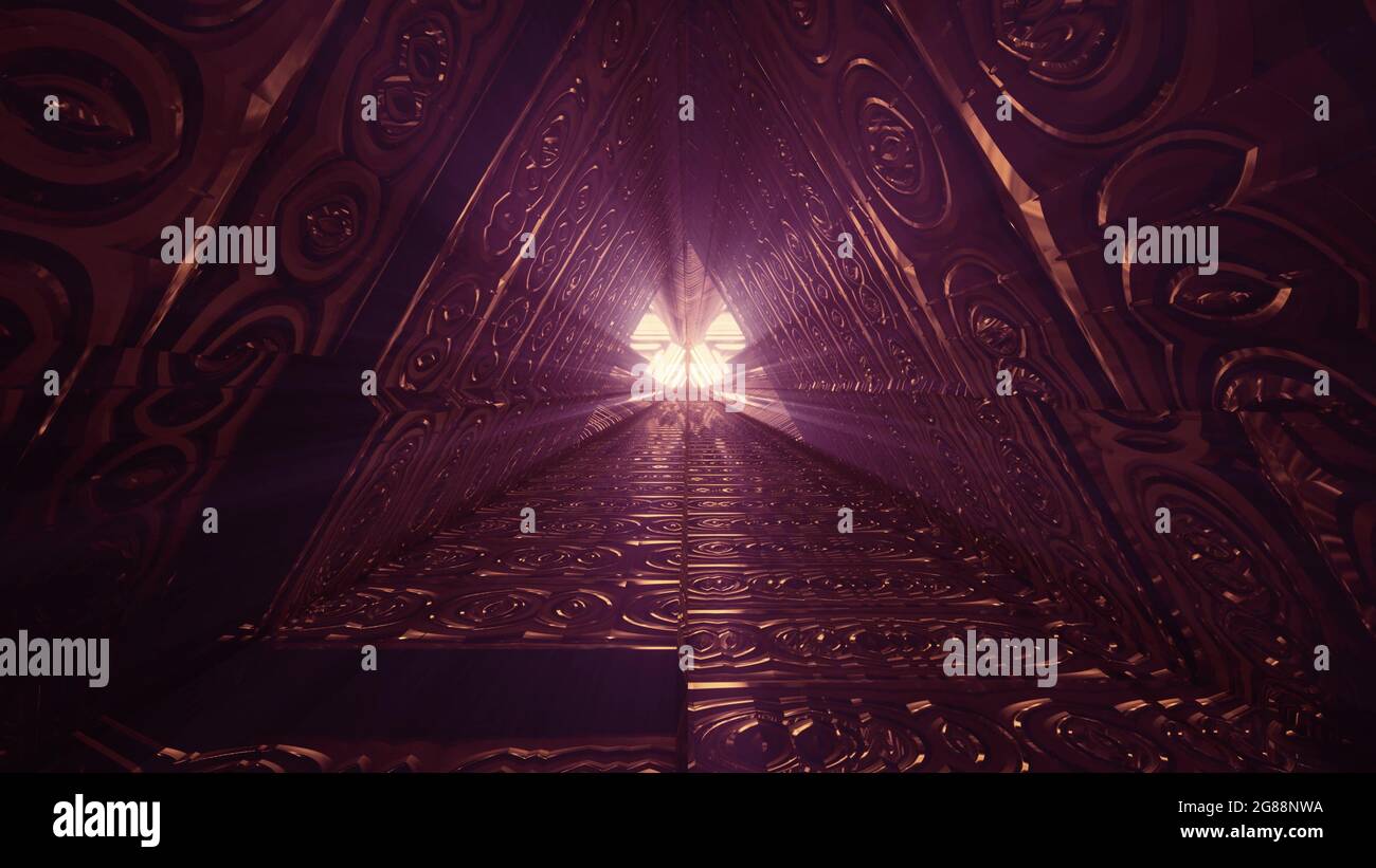 Triangle tunnel with relief geometric design 4K UHD 3d illustration ...