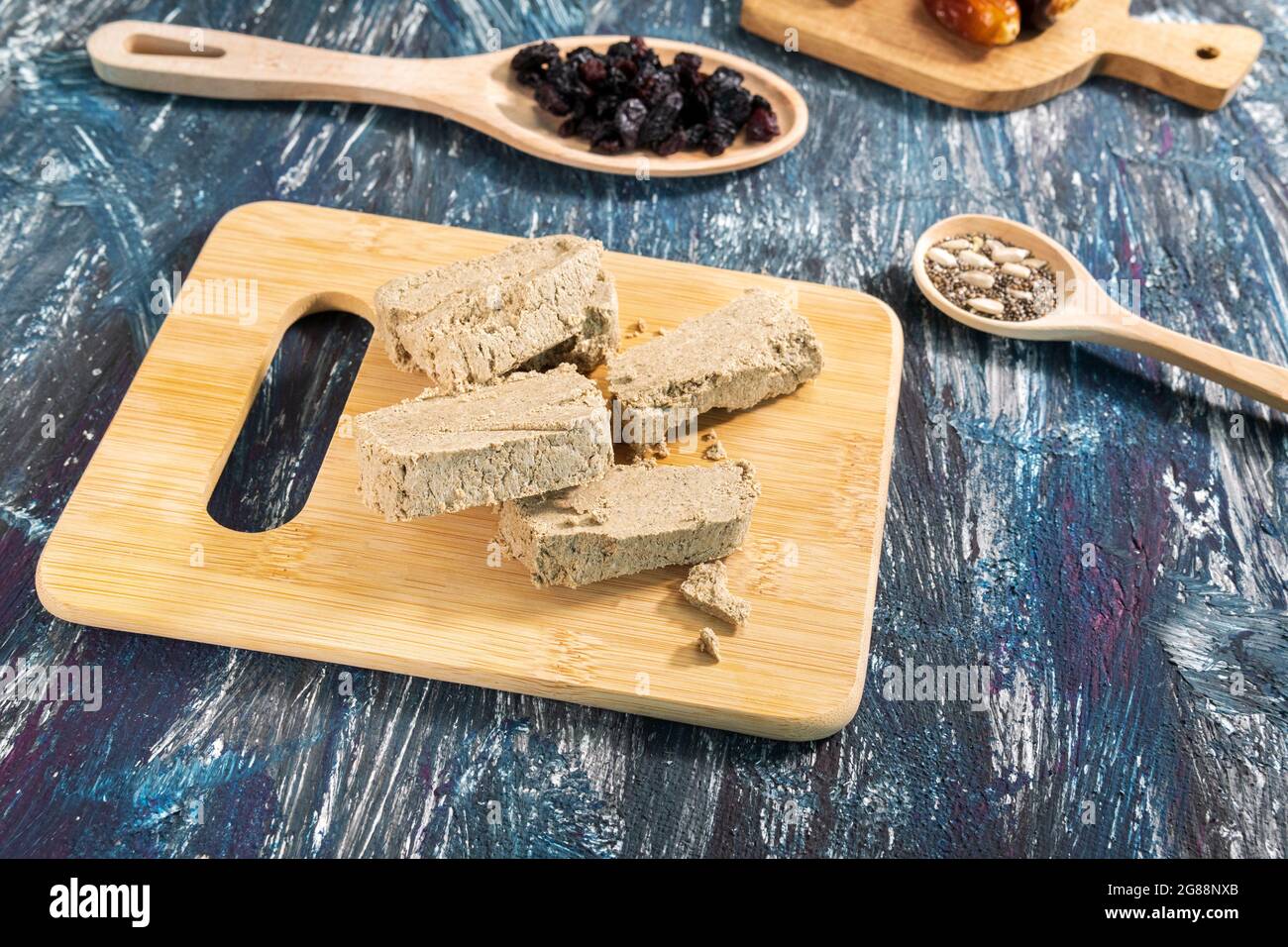 Halva of sunflower seeds. Traditional Middle Eastern sweets. Jewish, Turkish, Arabic national ...