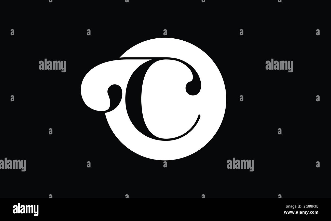 Initial C letter Black Color with White Background Logo Design vector ...