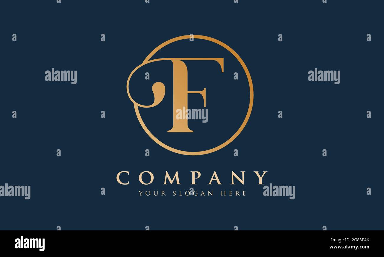Initial F letter Gold Color With Black Background Logo Design vector ...