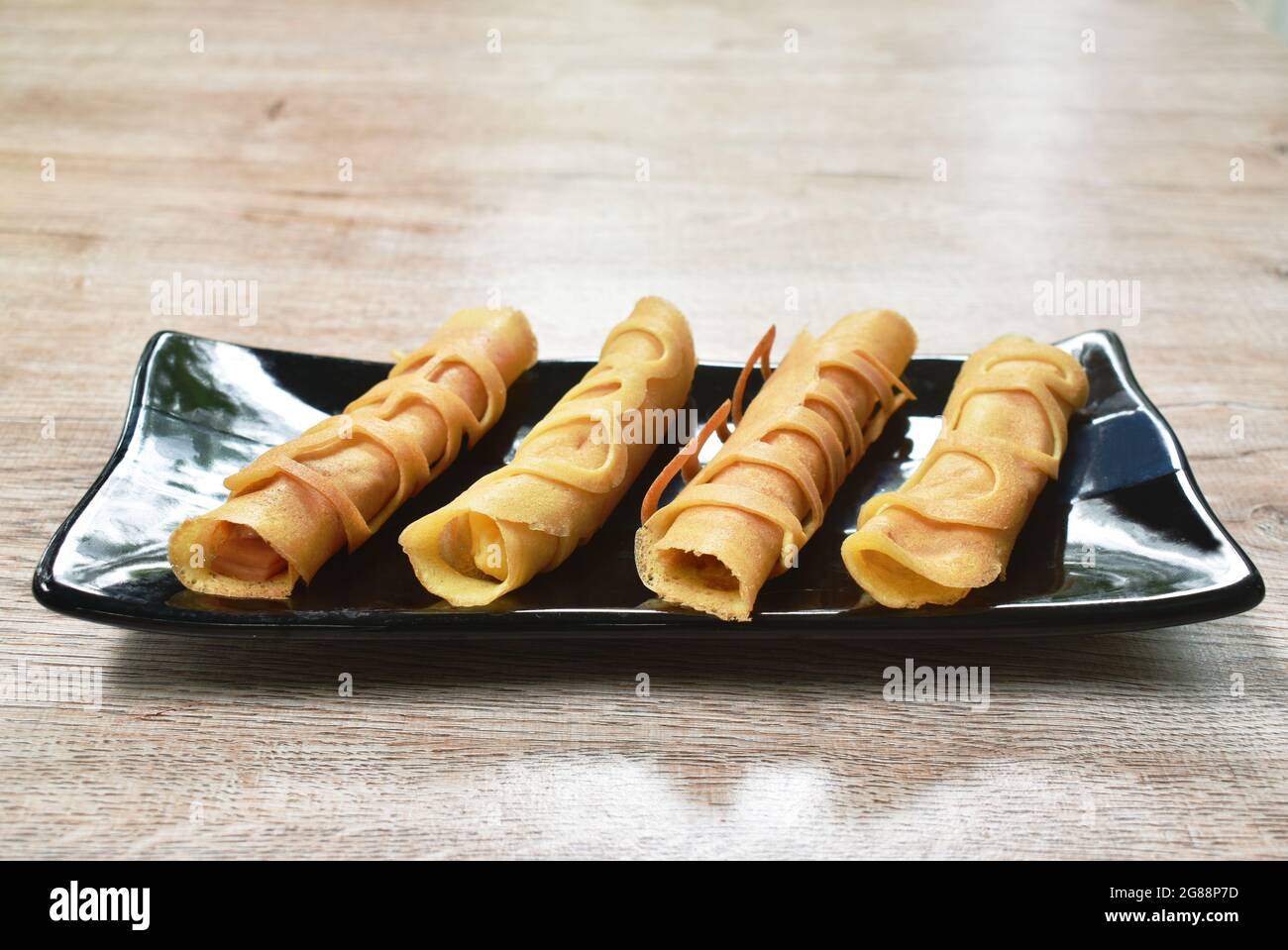 Thai mini pancake dressing sweet custard cream or call Tokyo snack on ...