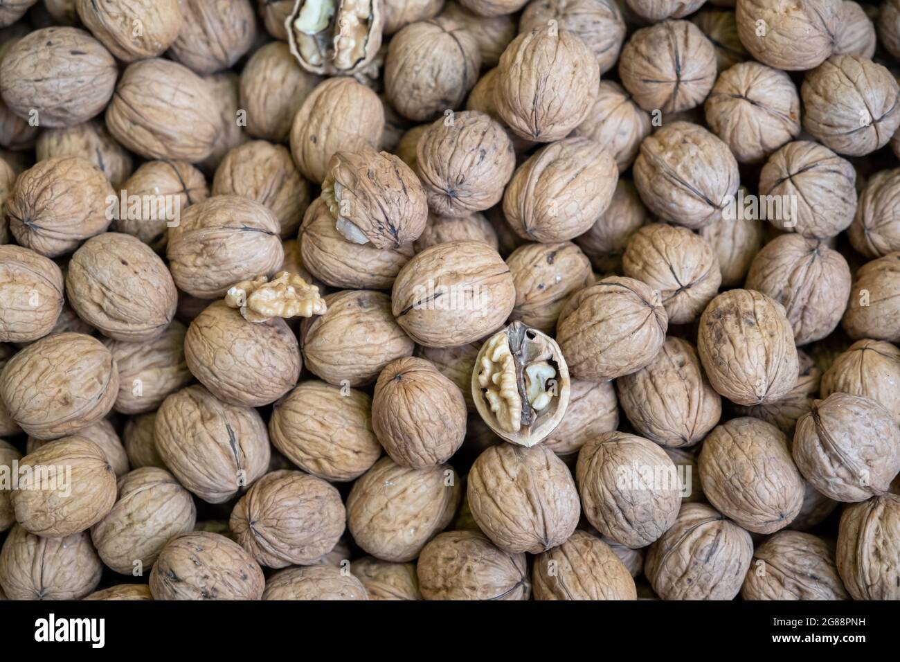 top view walnut background. Close up Stock Photo - Alamy
