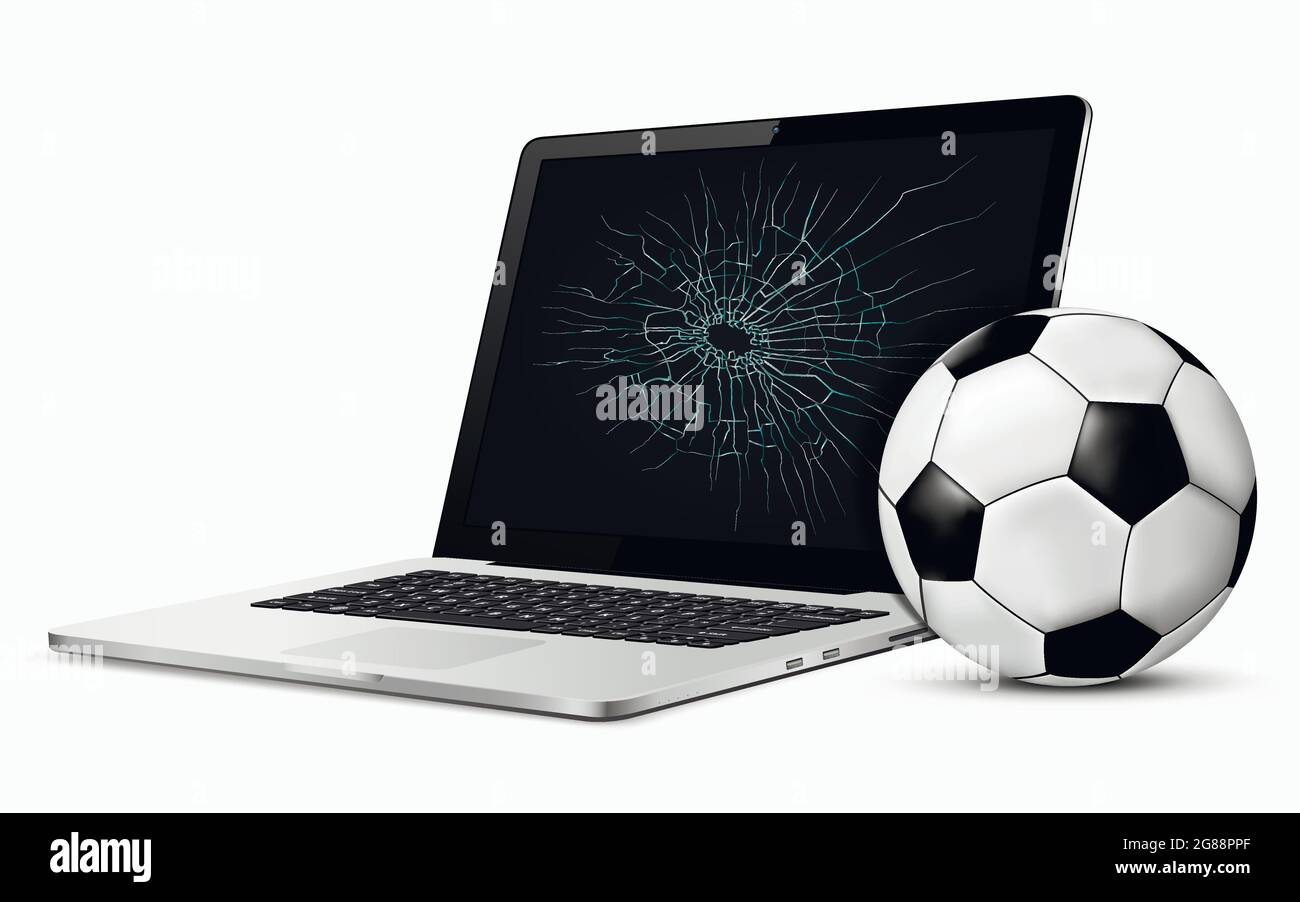 Soccer ball and broken laptop screen Stock Vector Image & Art - Alamy