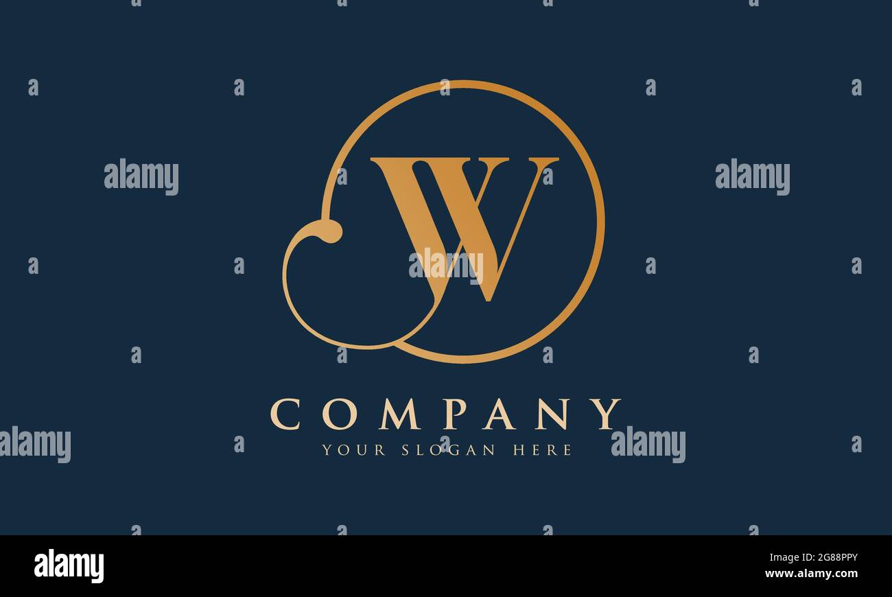 Initial W letter Gold Color With Black Background Logo Design vector ...
