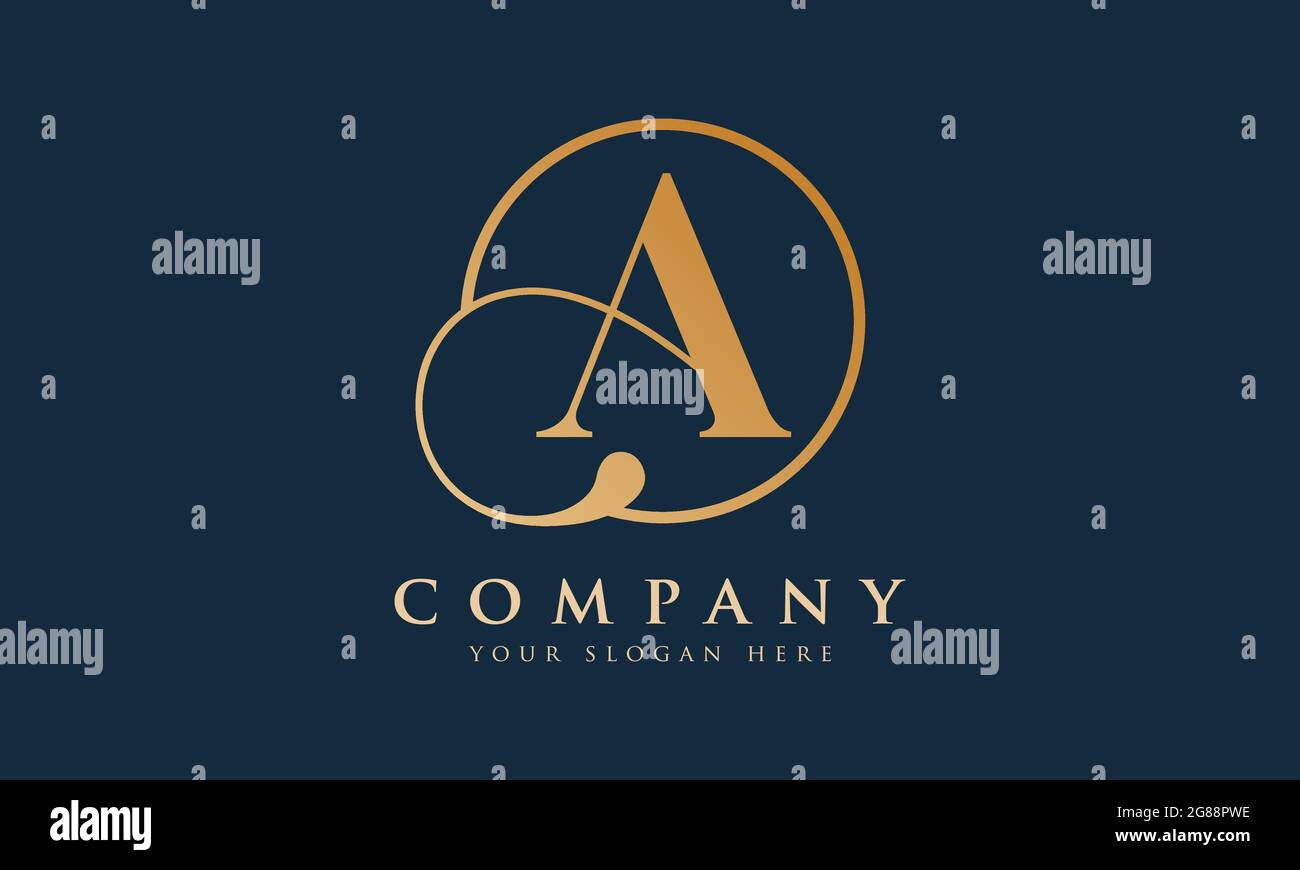 Initial A letter Gold Color With Black Background Logo Design vector ...