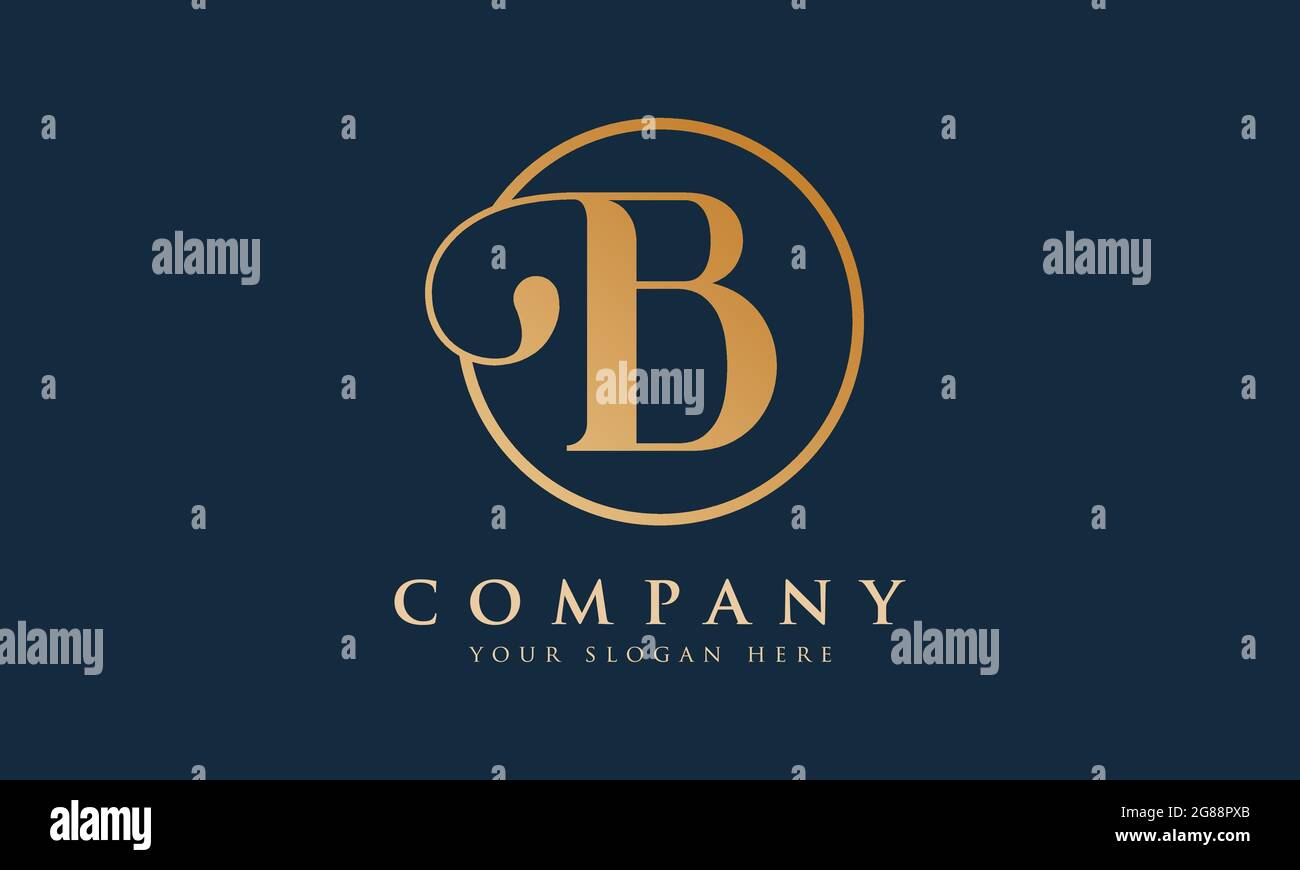 Initial B letter Gold Color With Black Background Logo Design vector ...