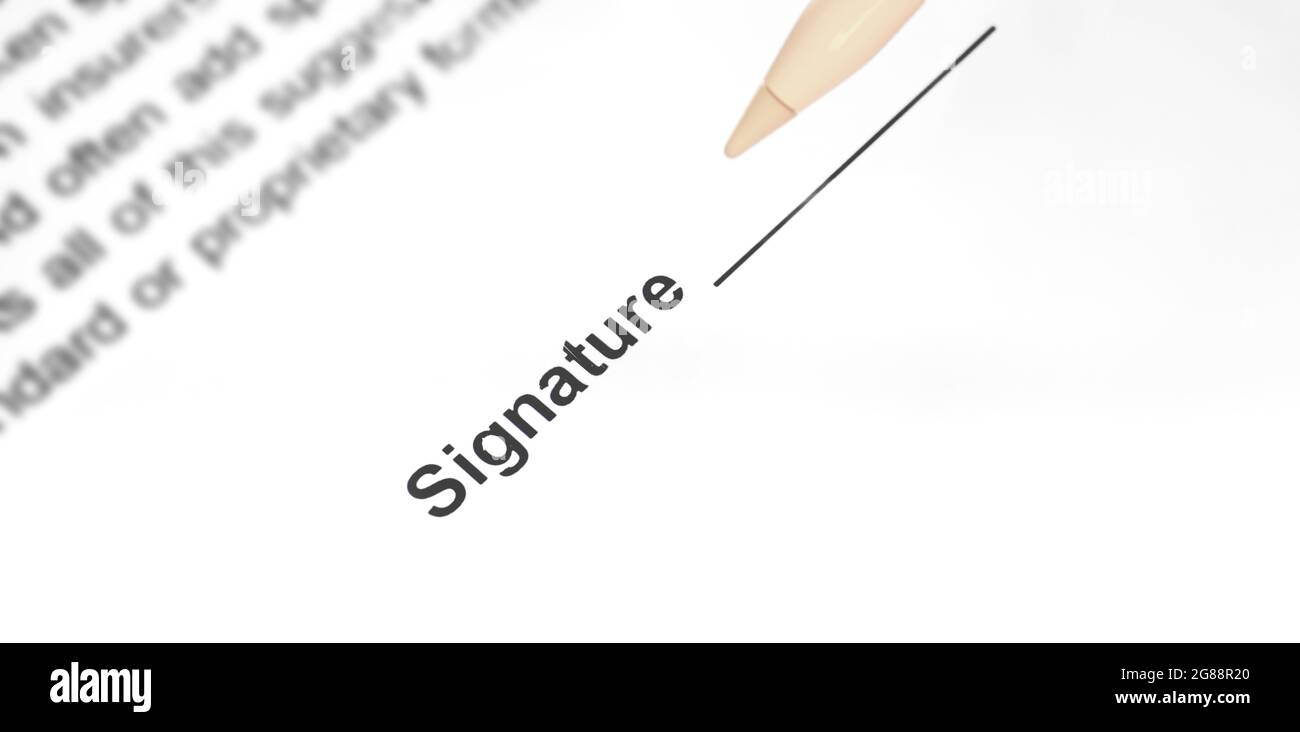 Making Signature on the screen concept. Signing the document with ...
