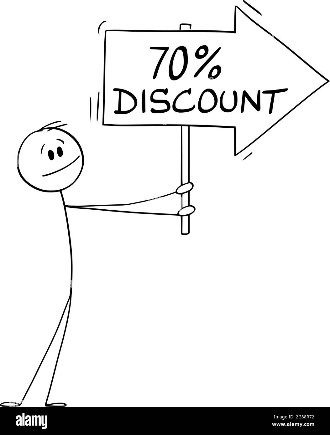 Person or Businessman Holding 70 or Seventy Percent Discount Arrow Sign ...