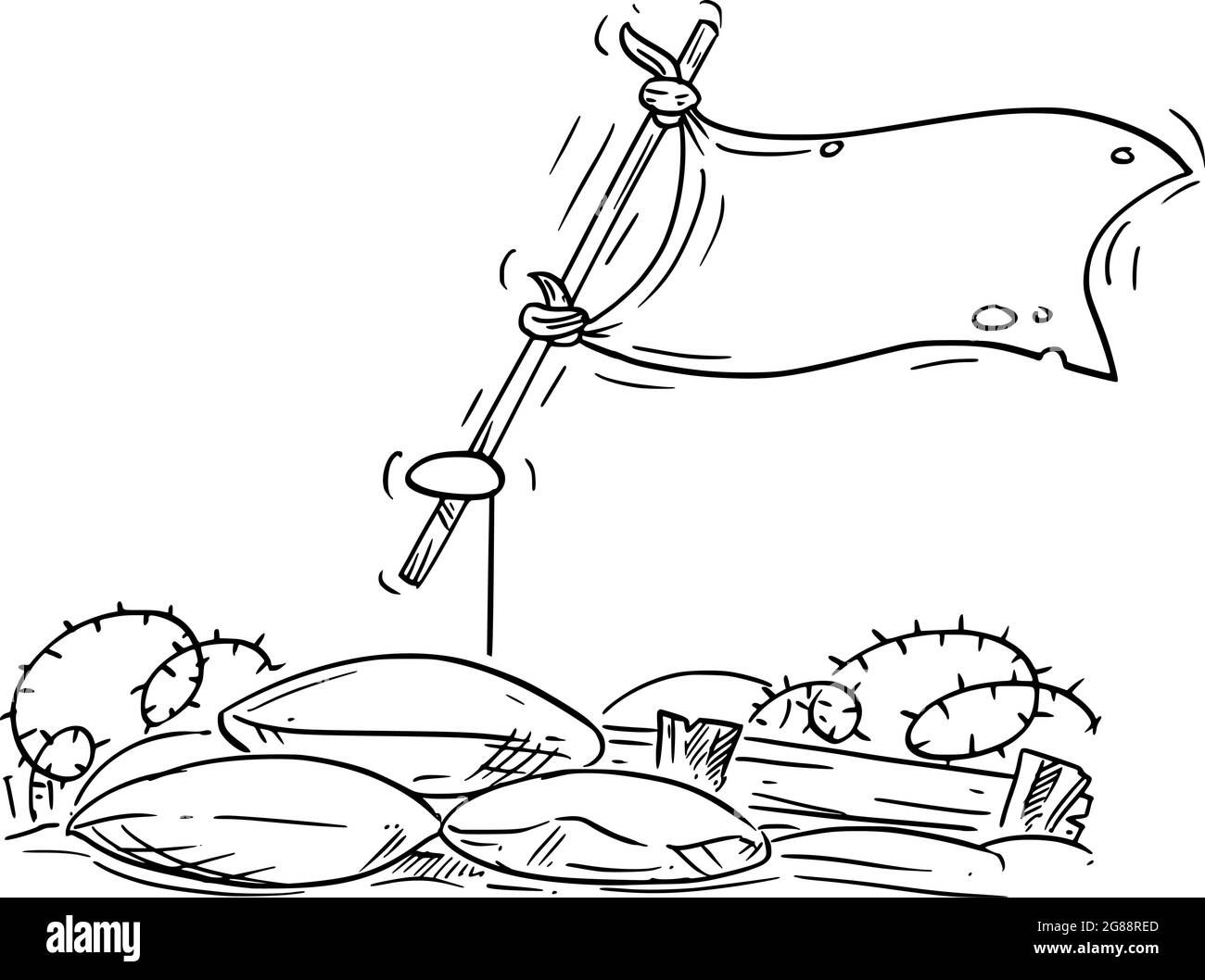 Hand Waving White Flag From War Trench, Surrendering, Peace or Defeat ...