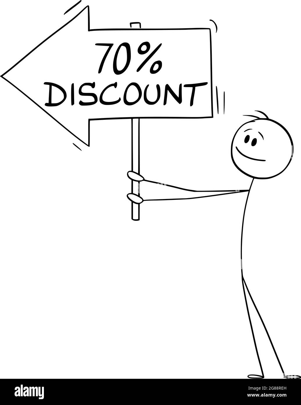Person or Businessman Holding 70 or Seventy Percent Discount Arrow Sign ...