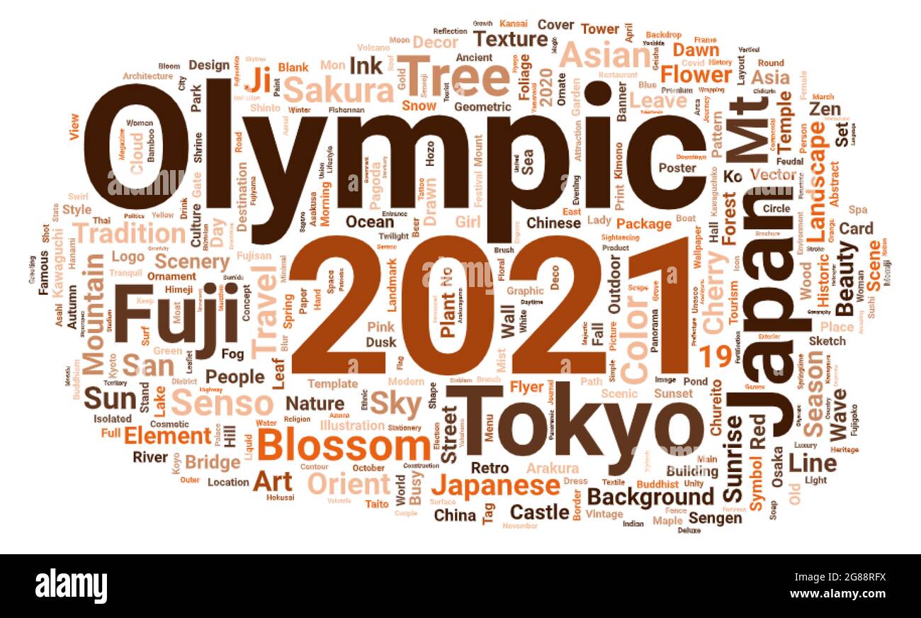 Olympic 2021 word cloud concept on white background, 3d rendering Stock ...
