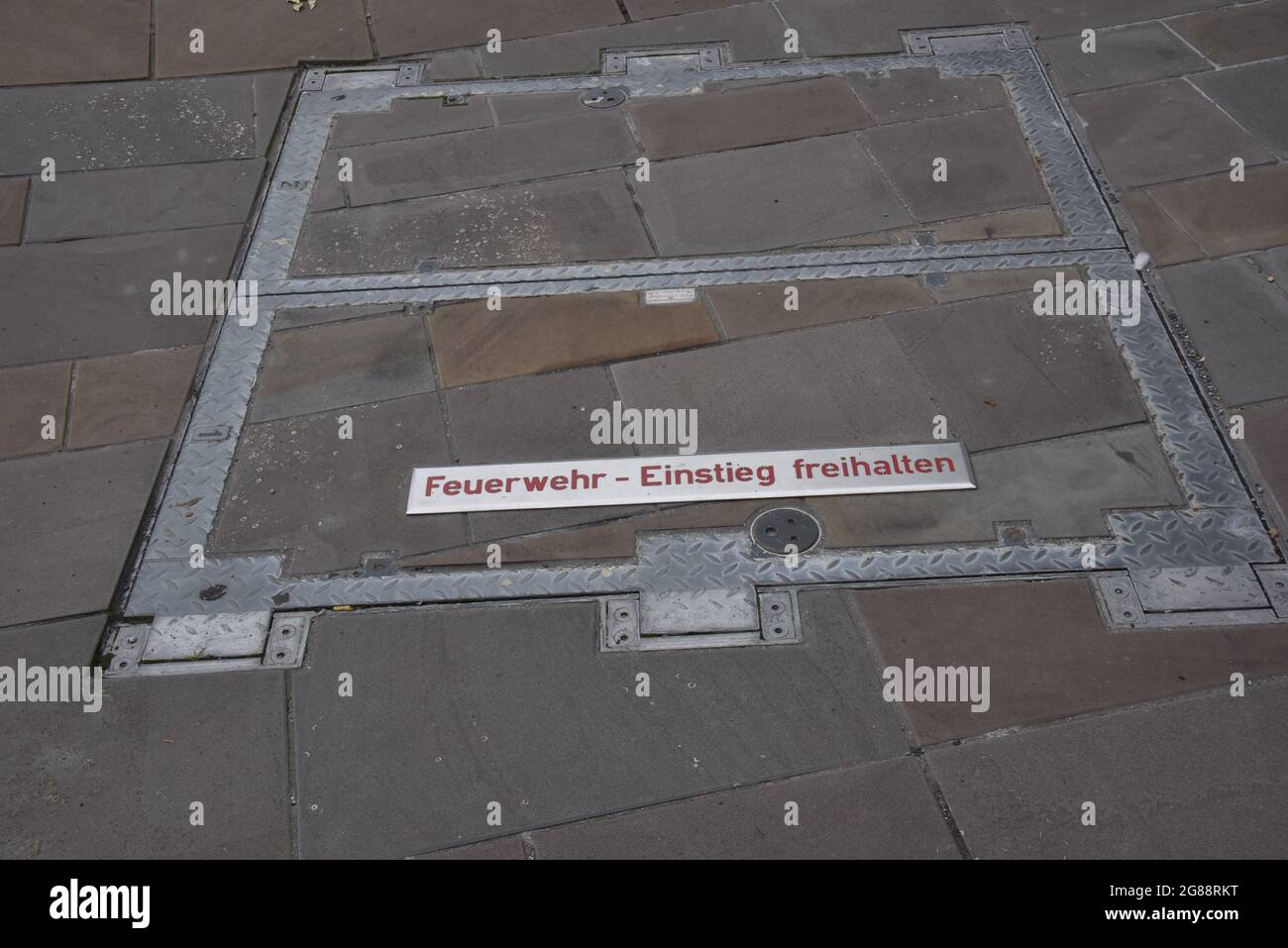 Cologne, Germany. 16th July, 2021. The sign "Keep fire department ...