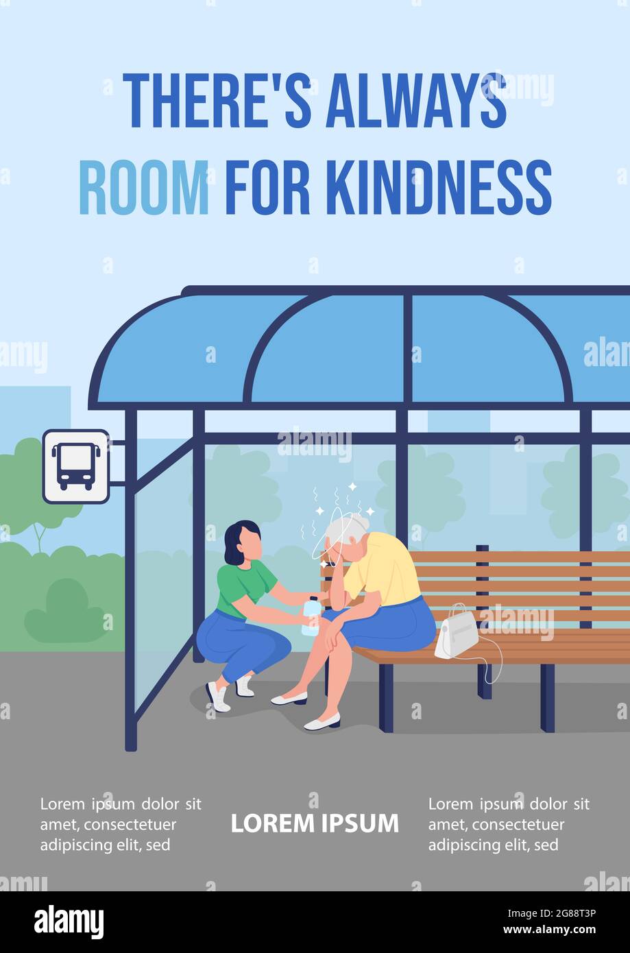 Support for elderly poster flat vector template Stock Vector Image ...