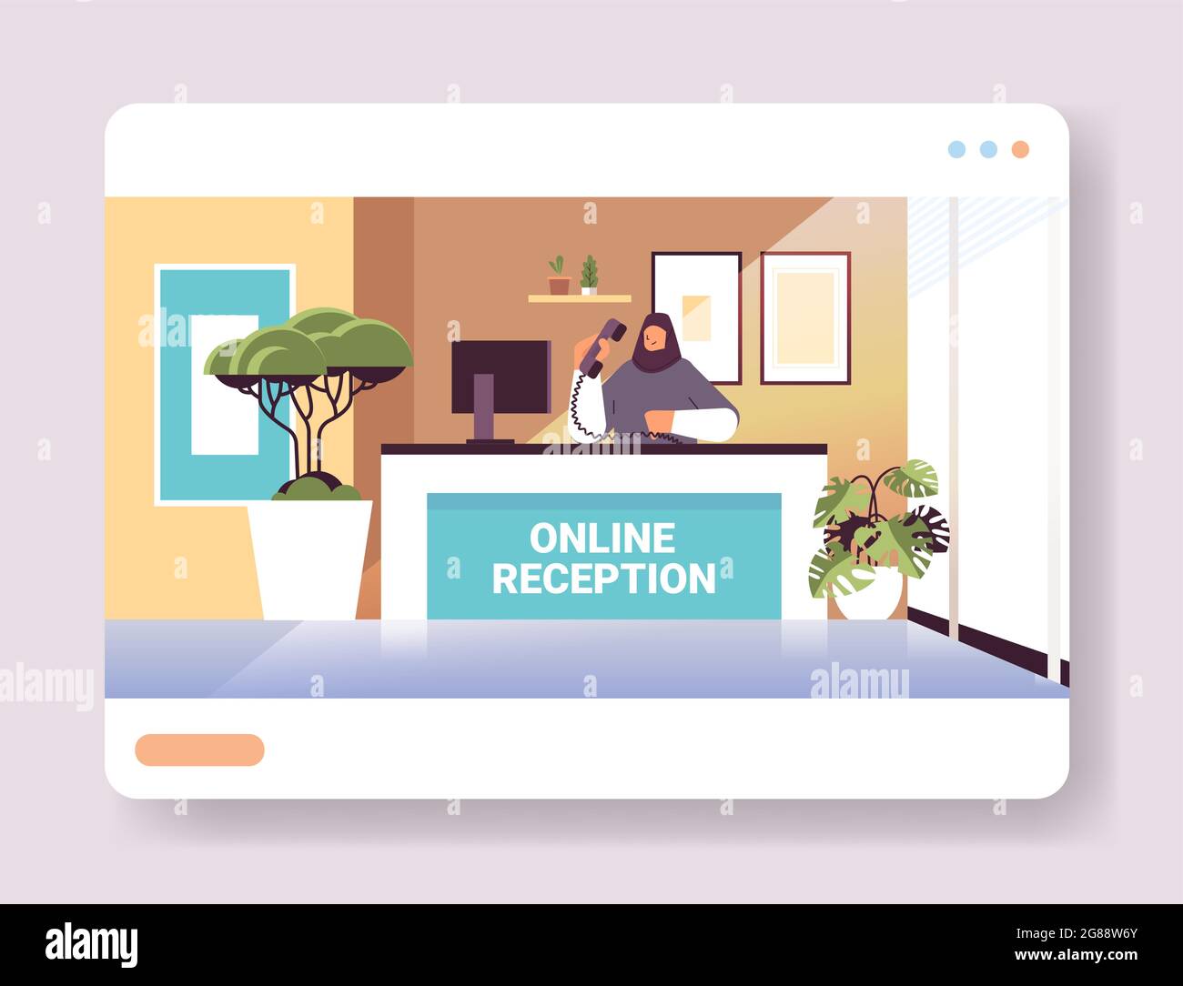 Office manager reception desk Stock Vector Images - Alamy