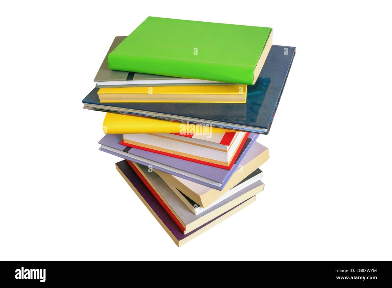 Stack of different books isolated on white background Stock Photo - Alamy