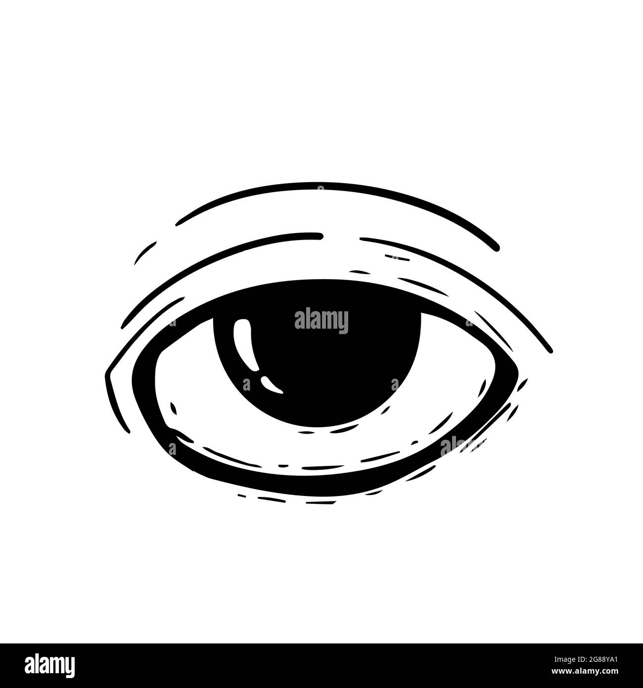 Big scary eye doodles on a white. Halloween design elements Stock ...